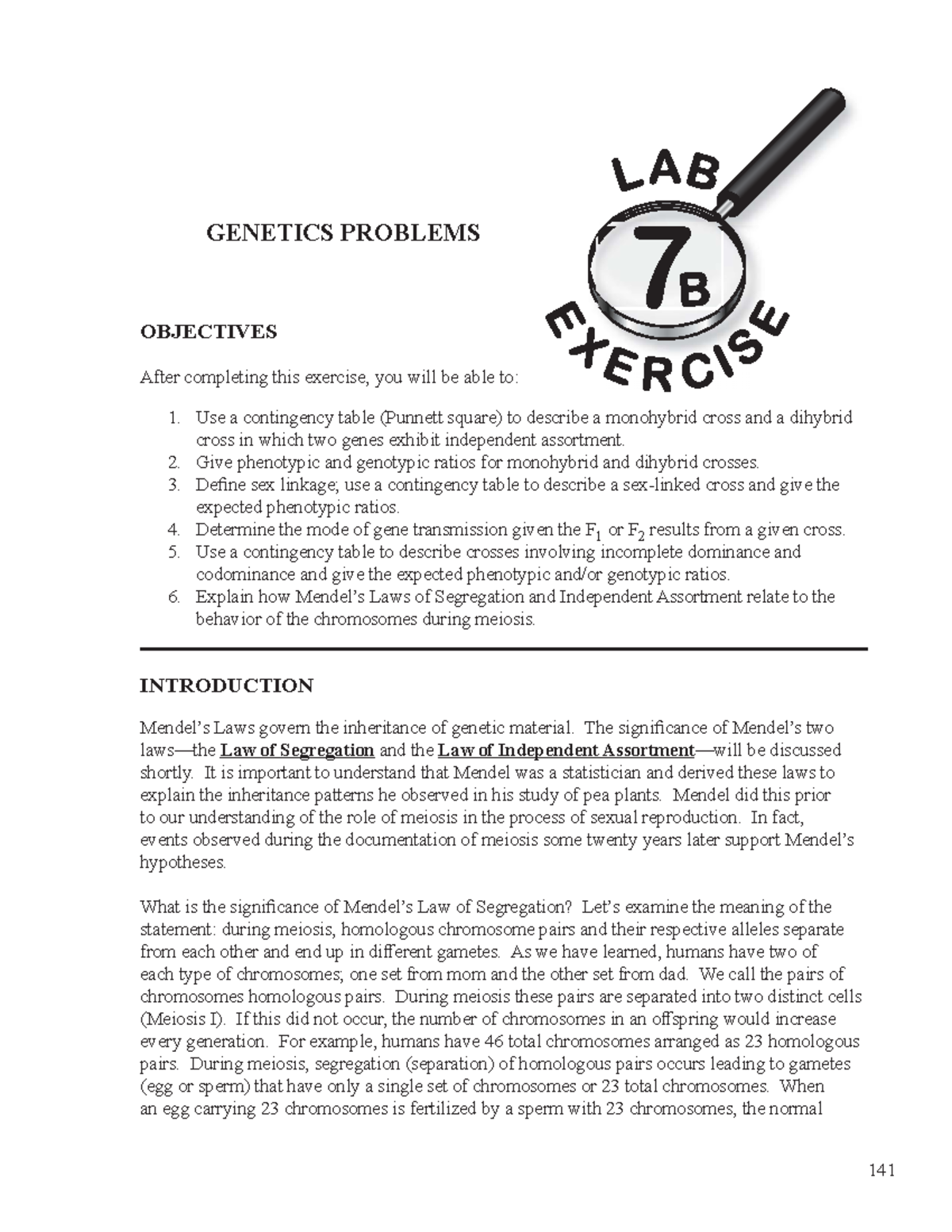 07 Genetics Lab Exercise B - GENETICS PROBLEMS OBJECTIVES $fter ...