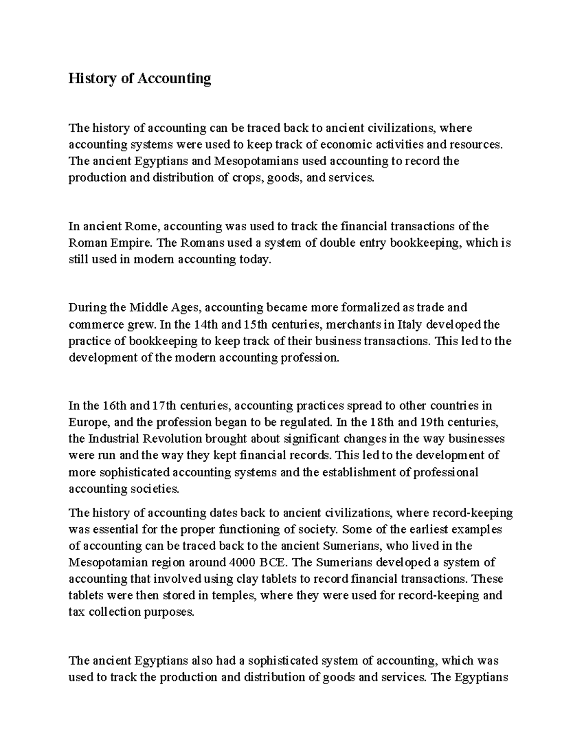 History of Accounting - The ancient Egyptians and Mesopotamians used ...