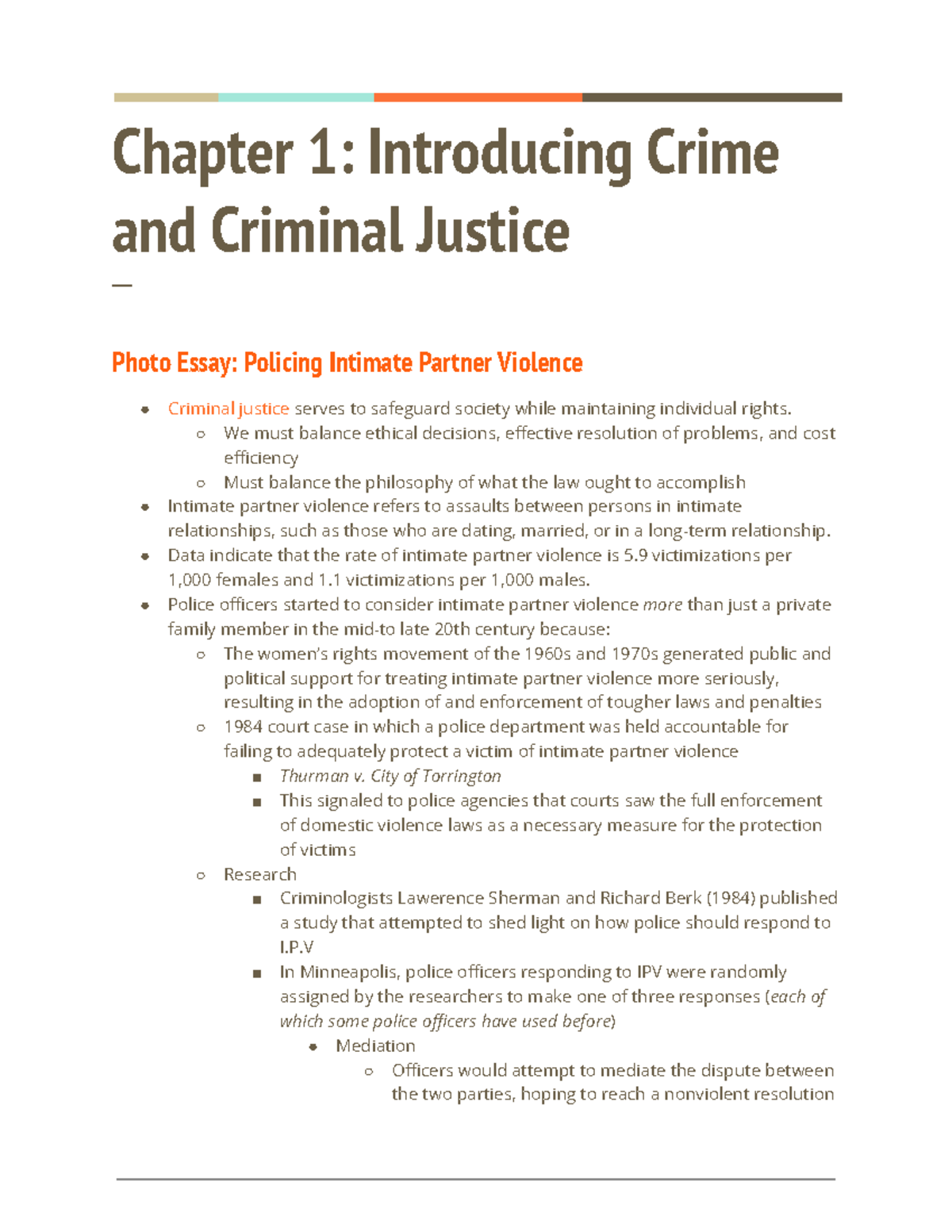 JS 10 Ch. 1 Notes - Chapter 1: Introducing Crime and Criminal Justice ...