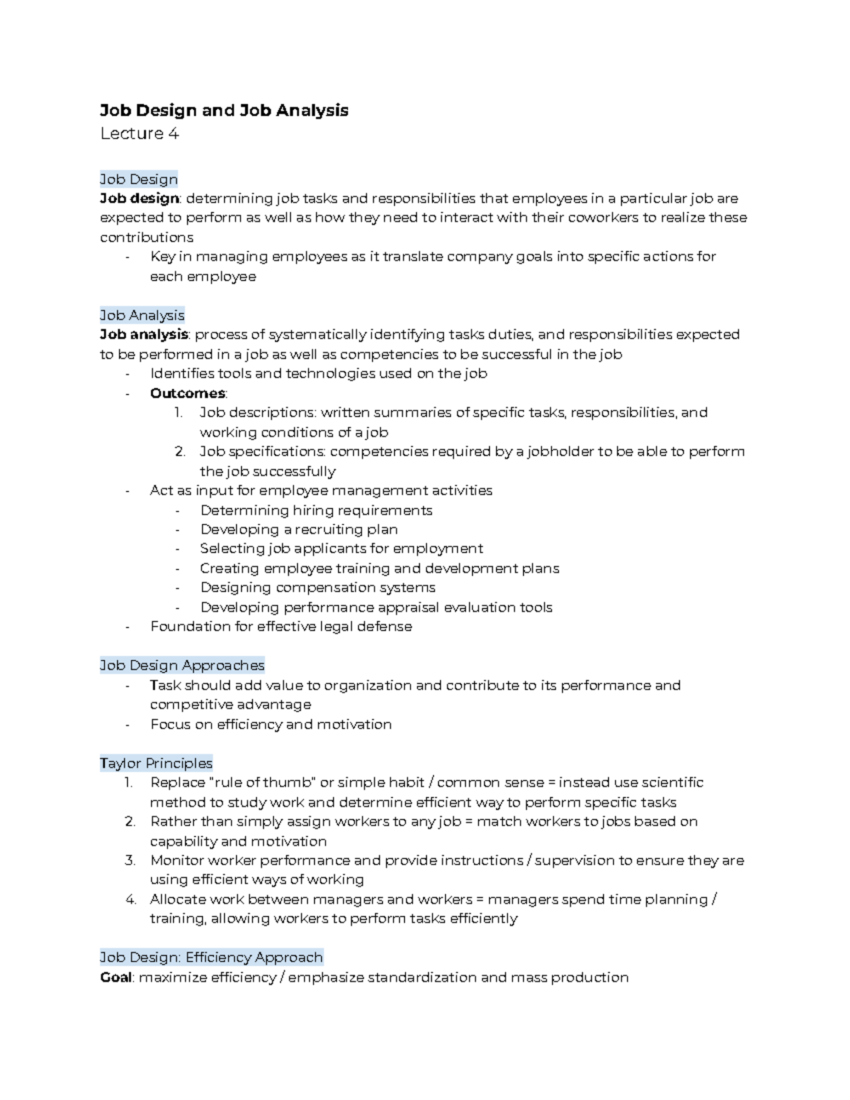 Job Design and Job Analysis - Job Design and Job Analysis Lecture 4 Job ...