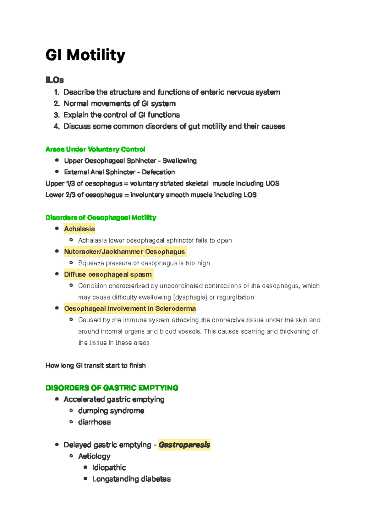 GI Motility - G I M o t i l i t y ILOs Areas Under Voluntary Control ...