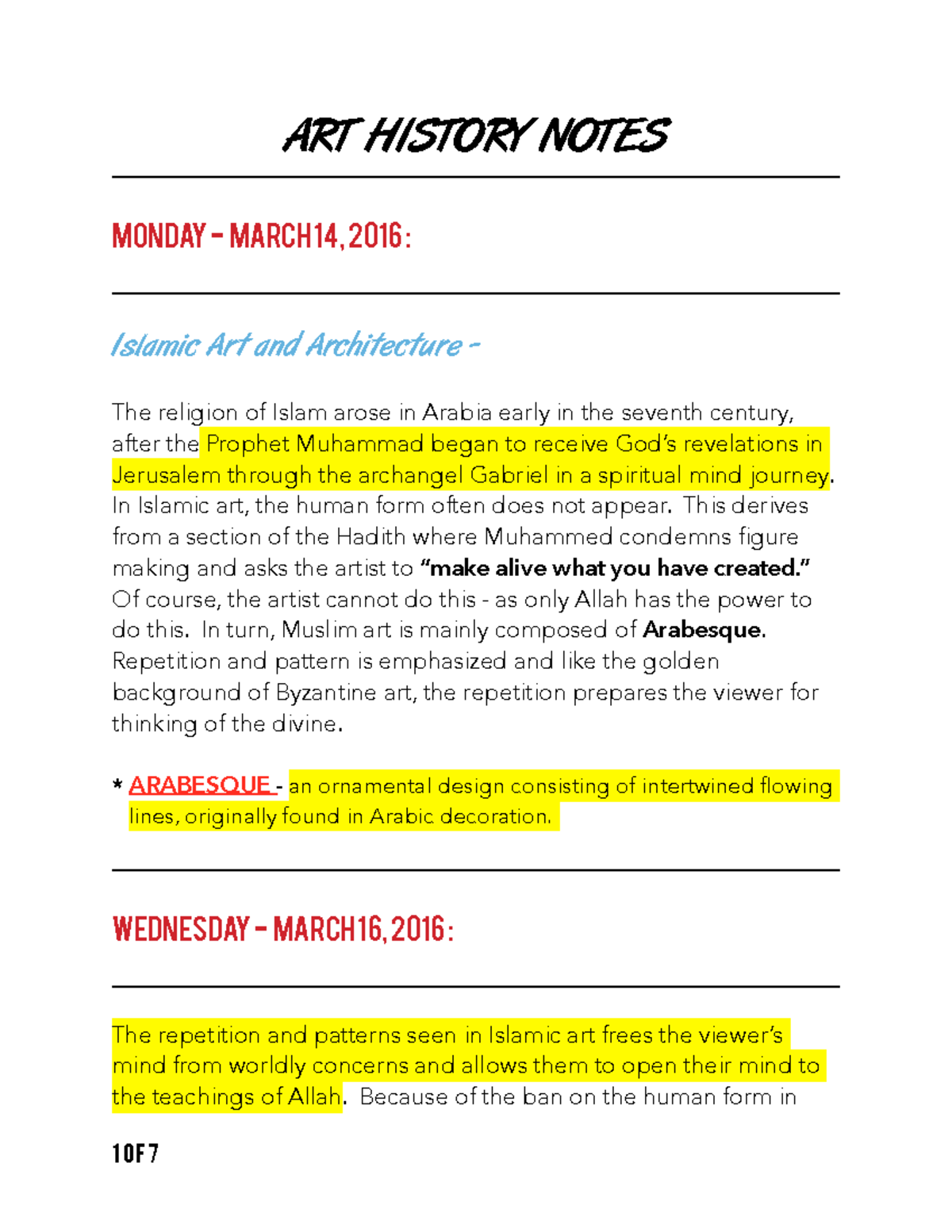 Art History - Islamic Art and Architecture - ART HISTORY NOTES Monday ...