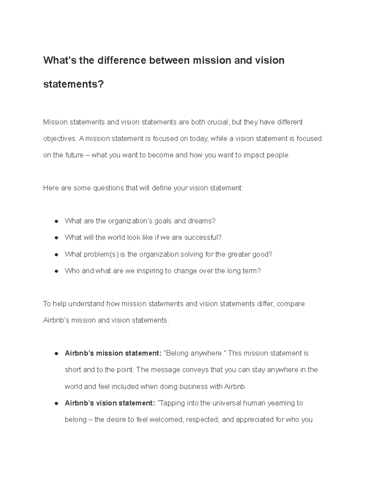 What’s the difference between mission and vision statements - What’s ...