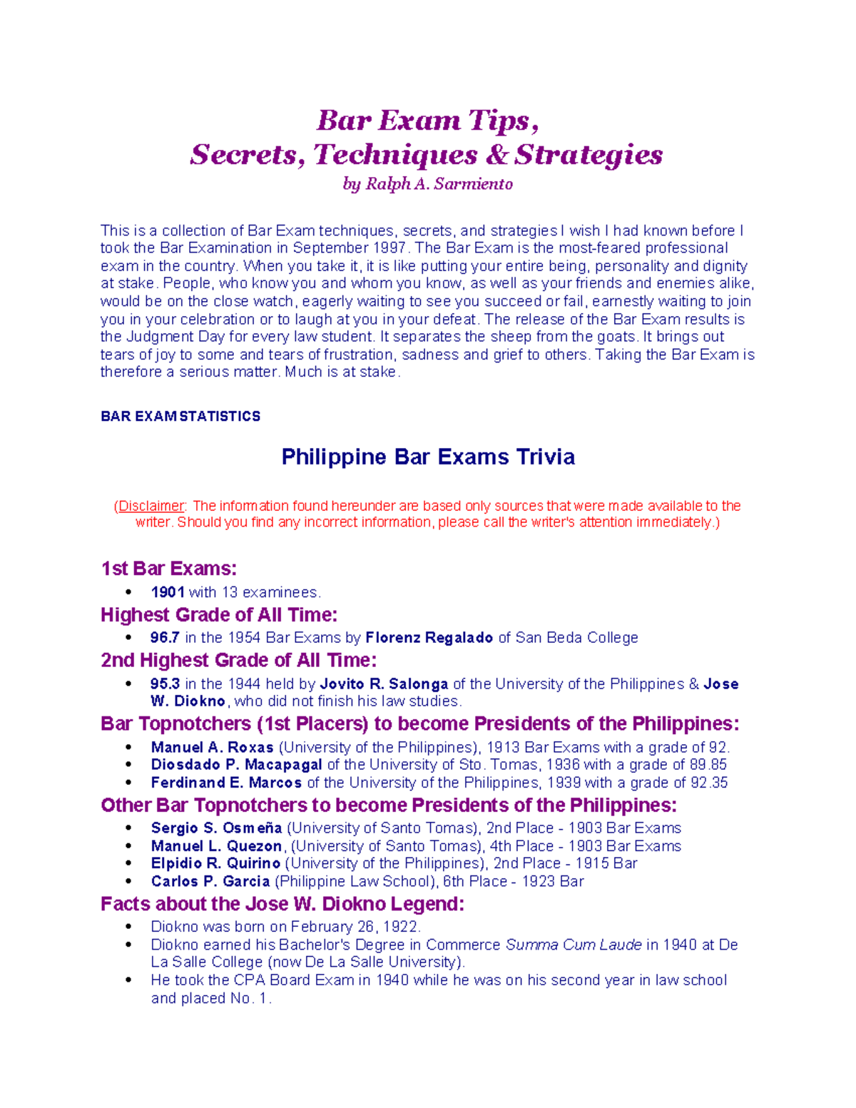 Bar Exam Tips - Bar Exam Tips - Bar Exam Tips, Secrets, Techniques ...