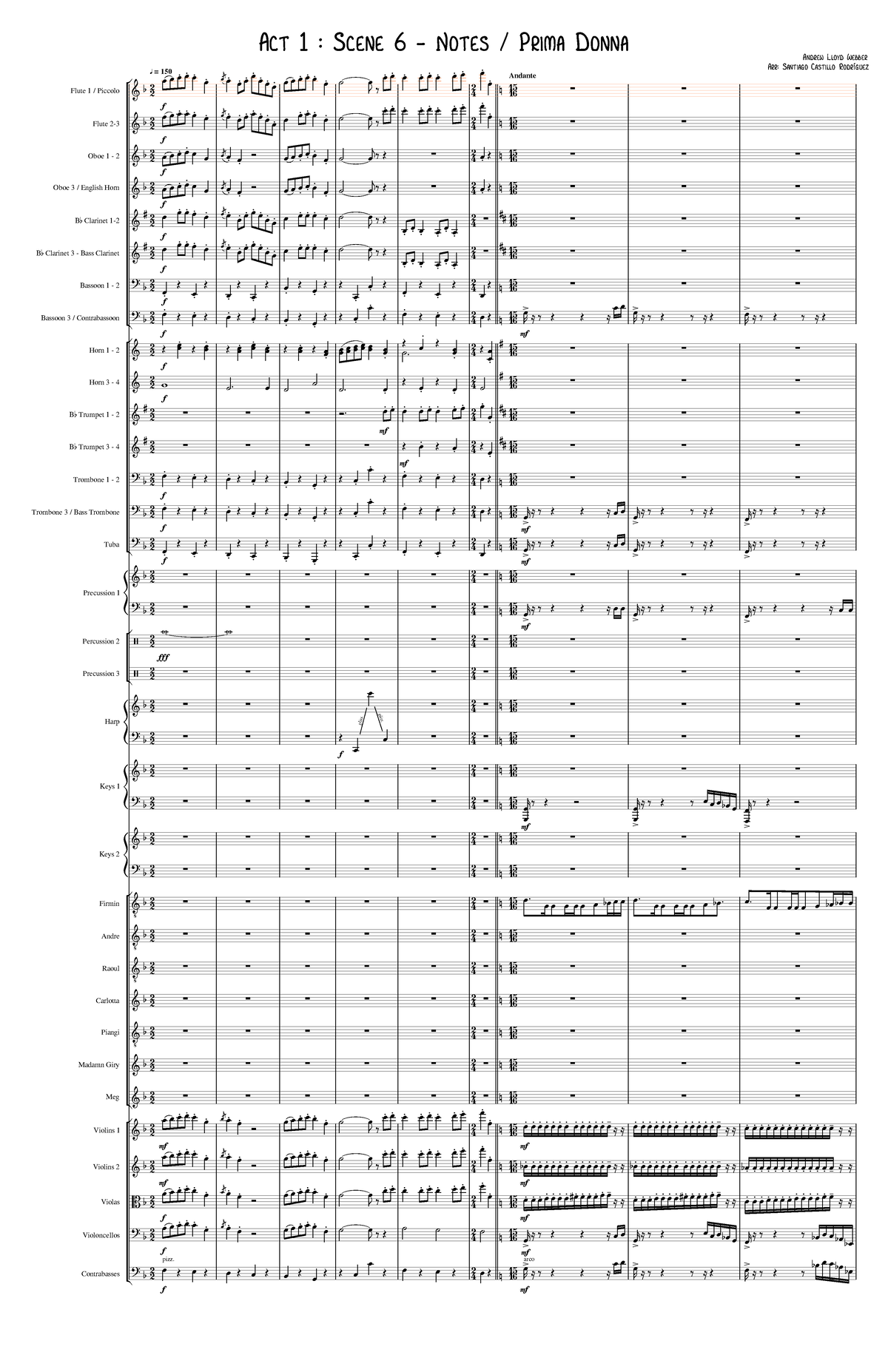 Act 1 Scene 6 - Notes Prima Donna - Andrew Lloyd Webber Arr: Santiago ...