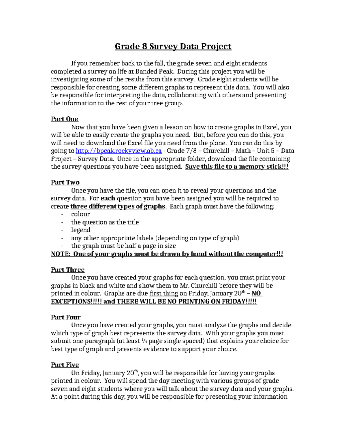 Grade 8 Survey Data Project - Grade 8 Survey Data Project If you ...