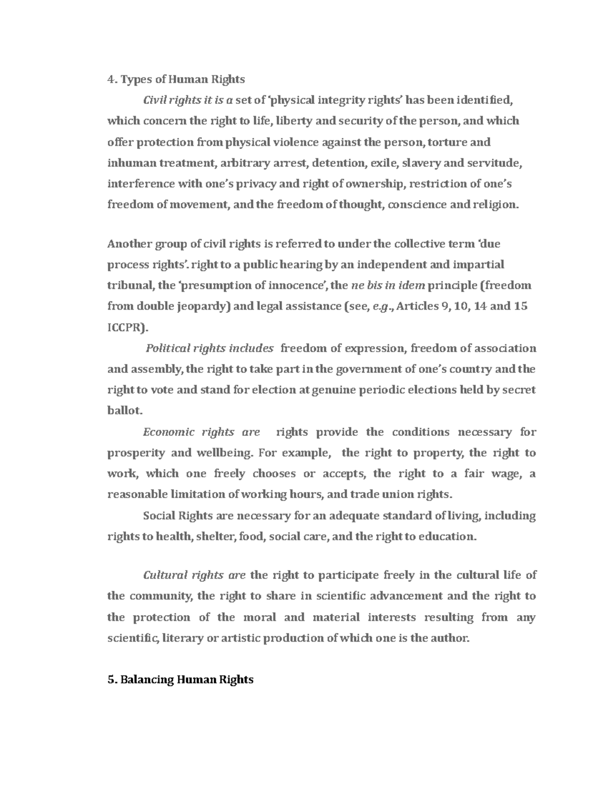 Types of Human Rights - Types of Human Rights Civil rights it is a set ...