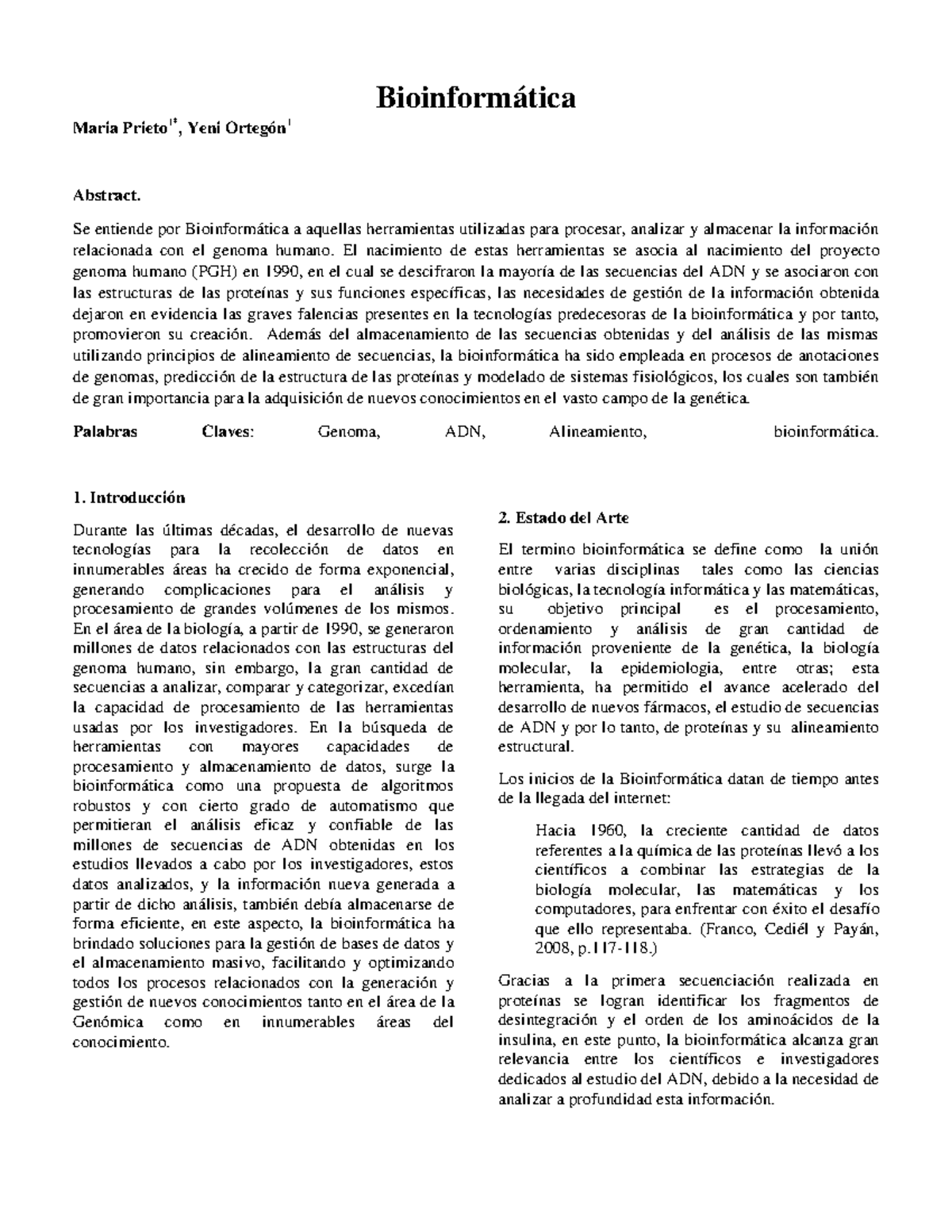 Bioinformática - Trabajo final nuevas tecnologías, proyecto de bioinformática - Maria Prieto ...