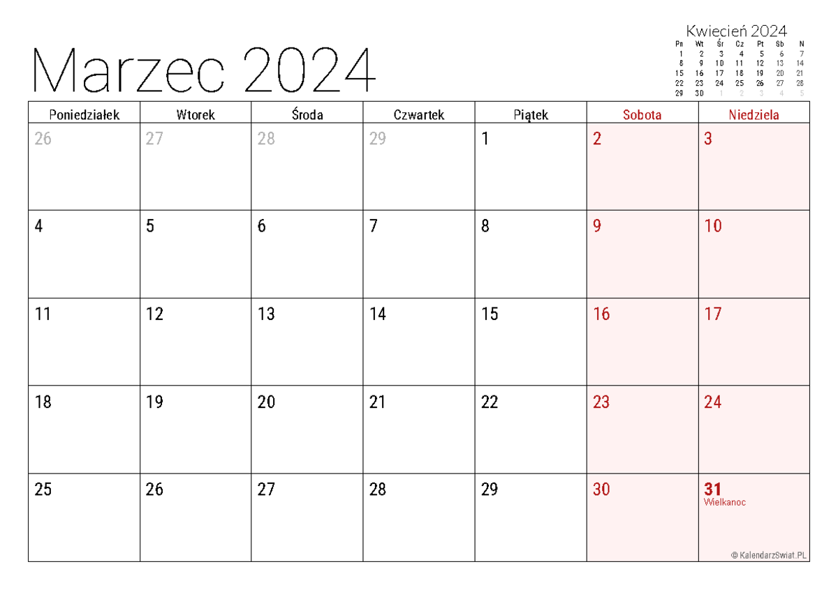 Marzec 2024 - pdf asdf sad - Historia - Marzec 2024 Poniedziałek Wtorek ...