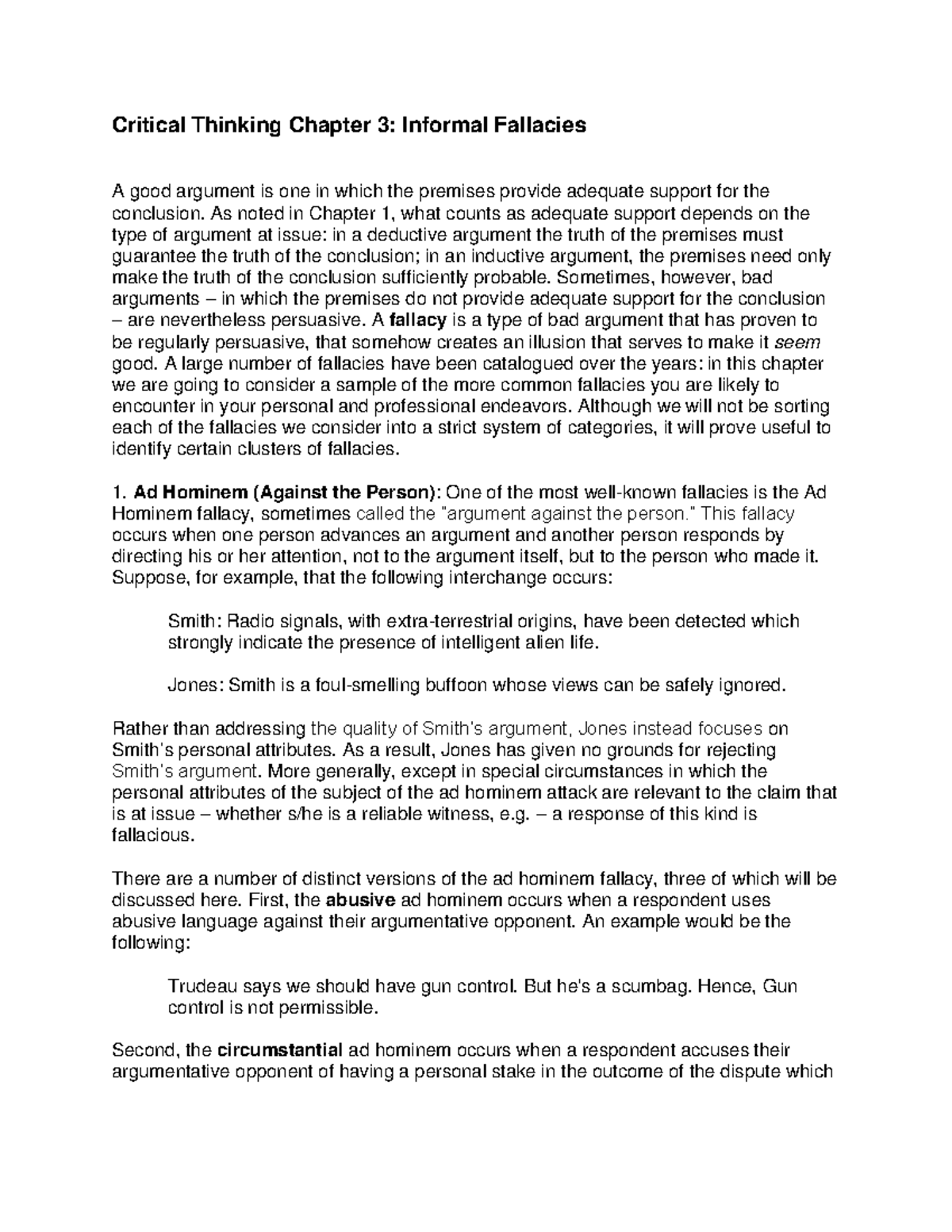 1-crithink ch-3 fallacies revised-2022 - Critical Thinking Chapter 3 ...