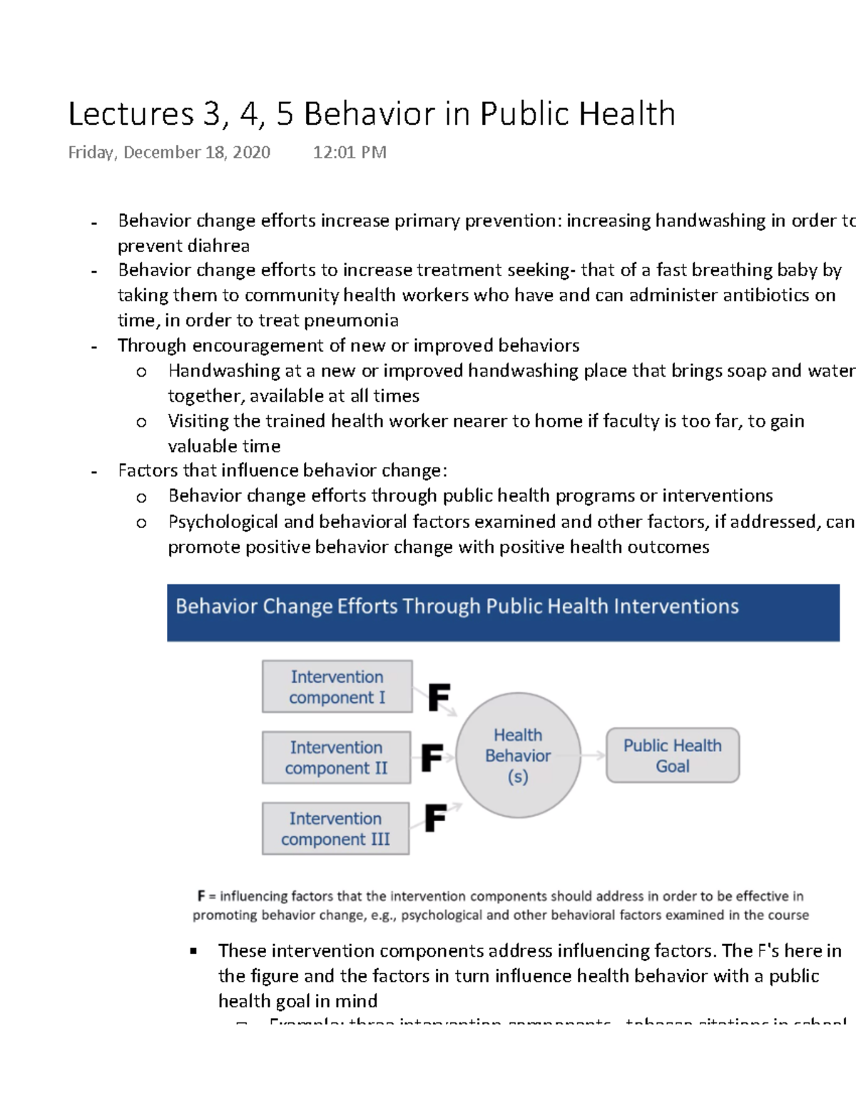 Lectures 3, 4, 5 Behavior in Public Health - Behavior change efforts ...