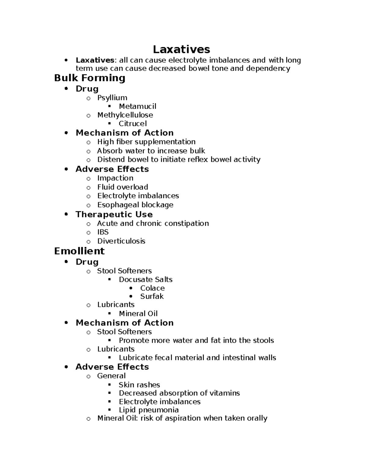 Laxatives - Studocu