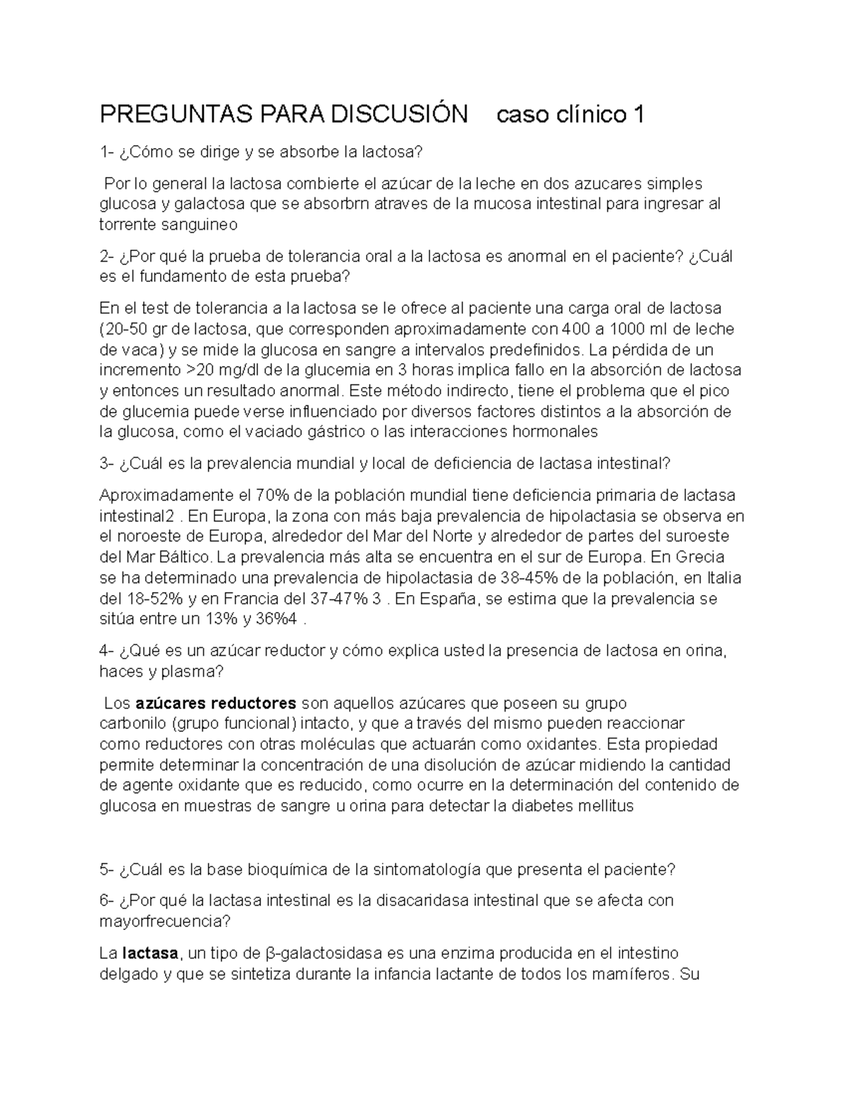 Preguntas PARA Discusión caso clínico 1 - PREGUNTAS PARA DISCUSIÓN caso ...