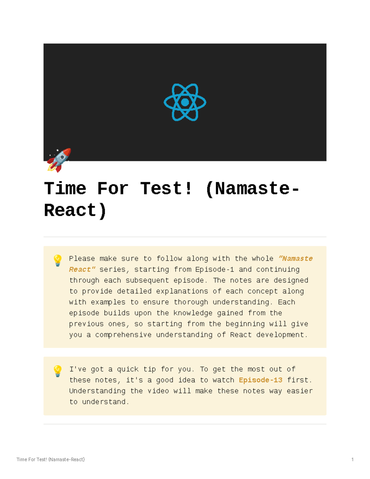 EP-13 - react concepts - 🚀 Time For Test! (Namaste- React) 💡 Please ...