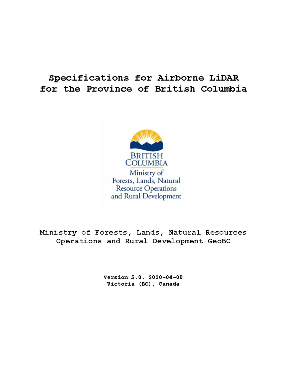 Airborne geobc lidar specifications v40 - Specifications for Airborne ...