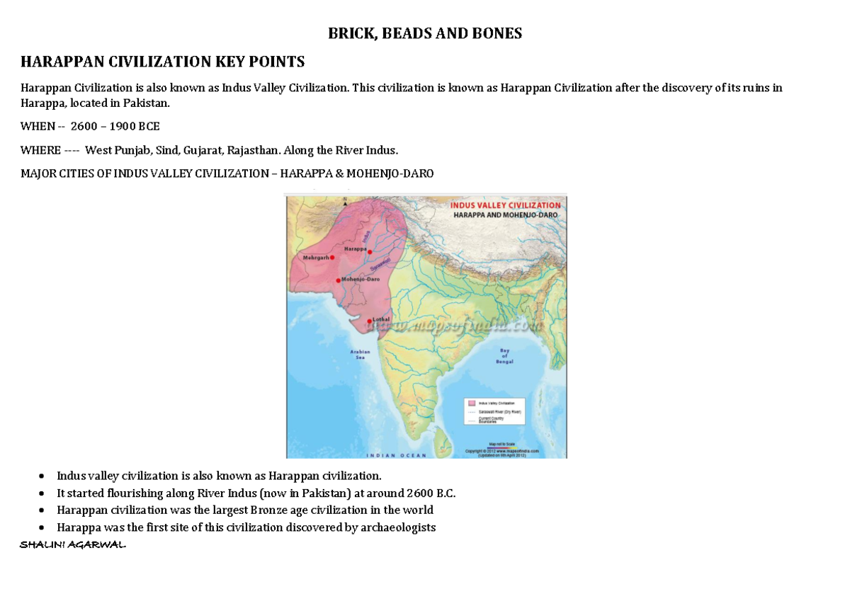 Notes Harappa ch1 history - BRICK, BEADS AND BONES HARAPPAN ...