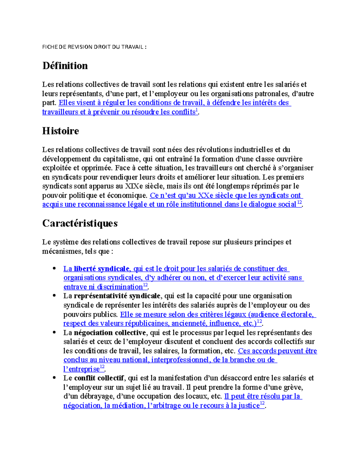 Fiche DE Revision Droit DU Travail - FICHE DE REVISION DROIT DU TRAVAIL ...