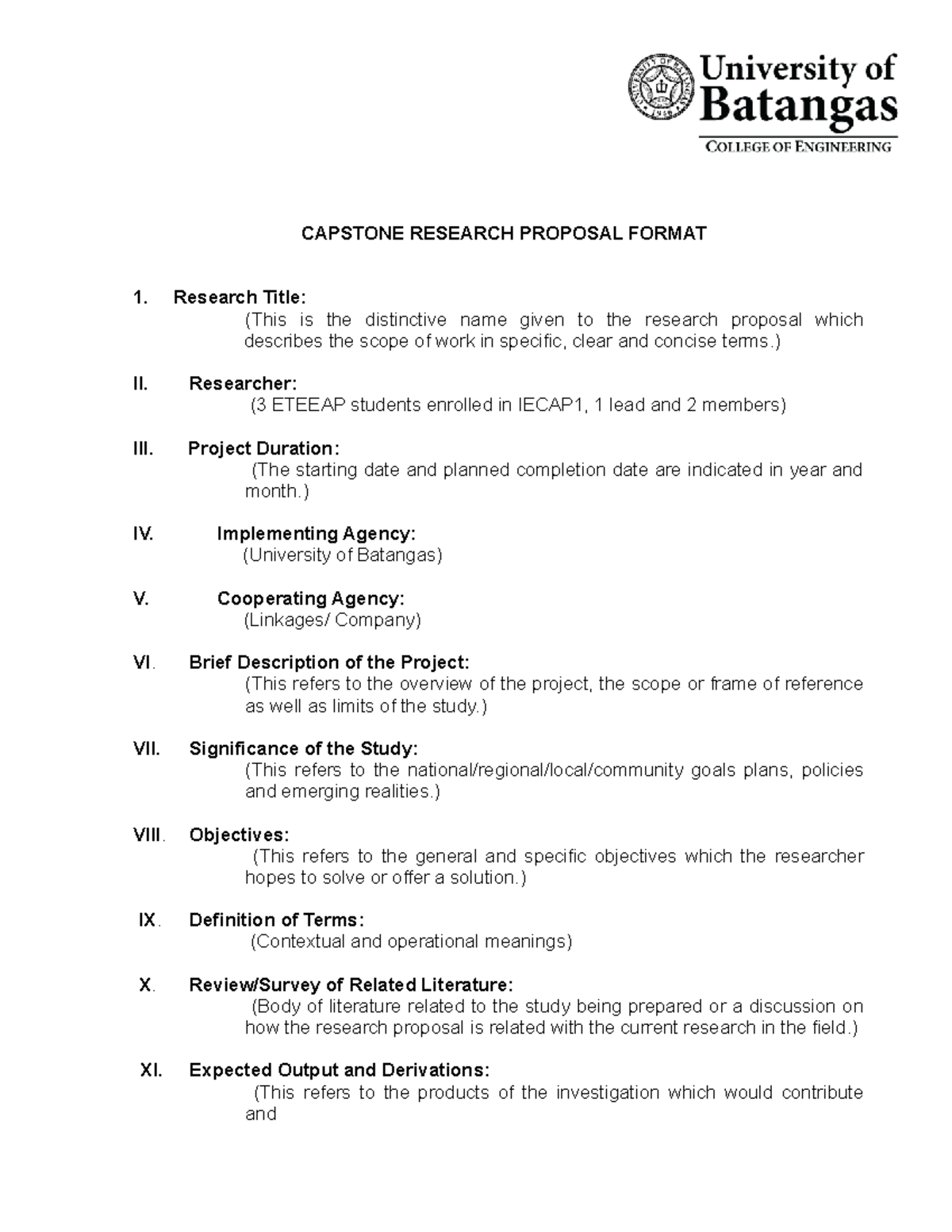 IE CAP1 research proposal format - CAPSTONE RESEARCH PROPOSAL FORMAT ...