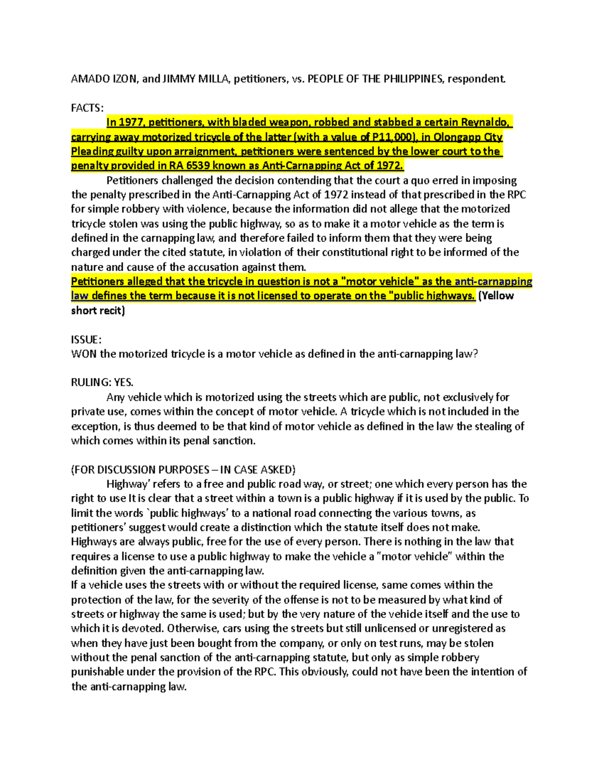 508103391 Izon vs People - AMADO IZON, and JIMMY MILLA, petitioners, vs ...