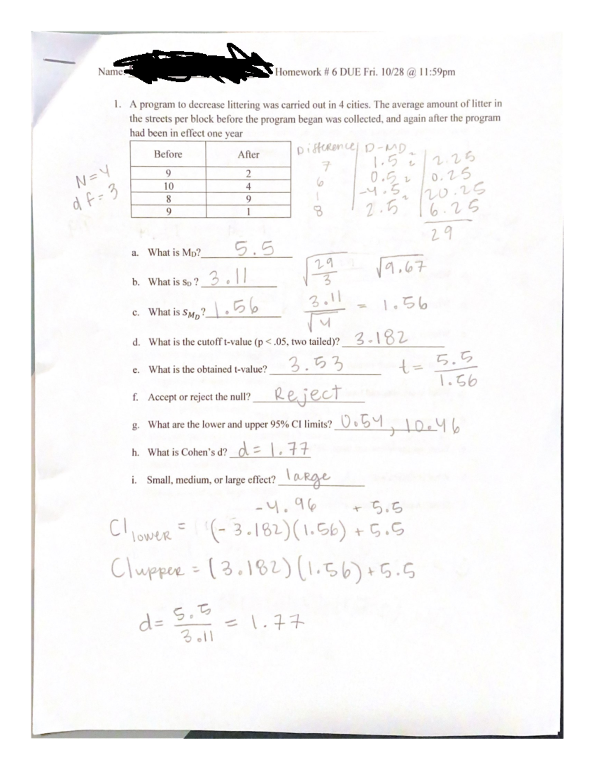 Homework # 6 DUE Fri. 1028 @ 1159pm - Name: Homework 6 DUE Fri. 11:59pm ...