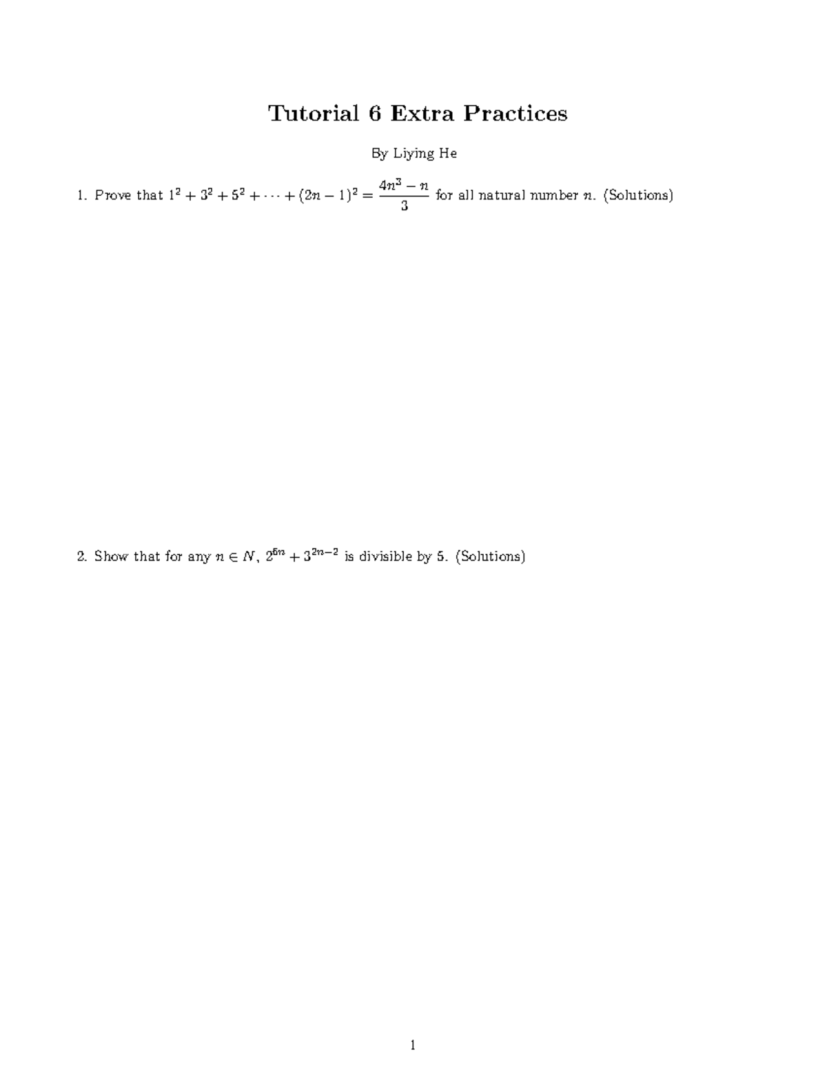 Tutorial 6 Extra Practices - Tutorial 6 Extra Practices By Liying He ...