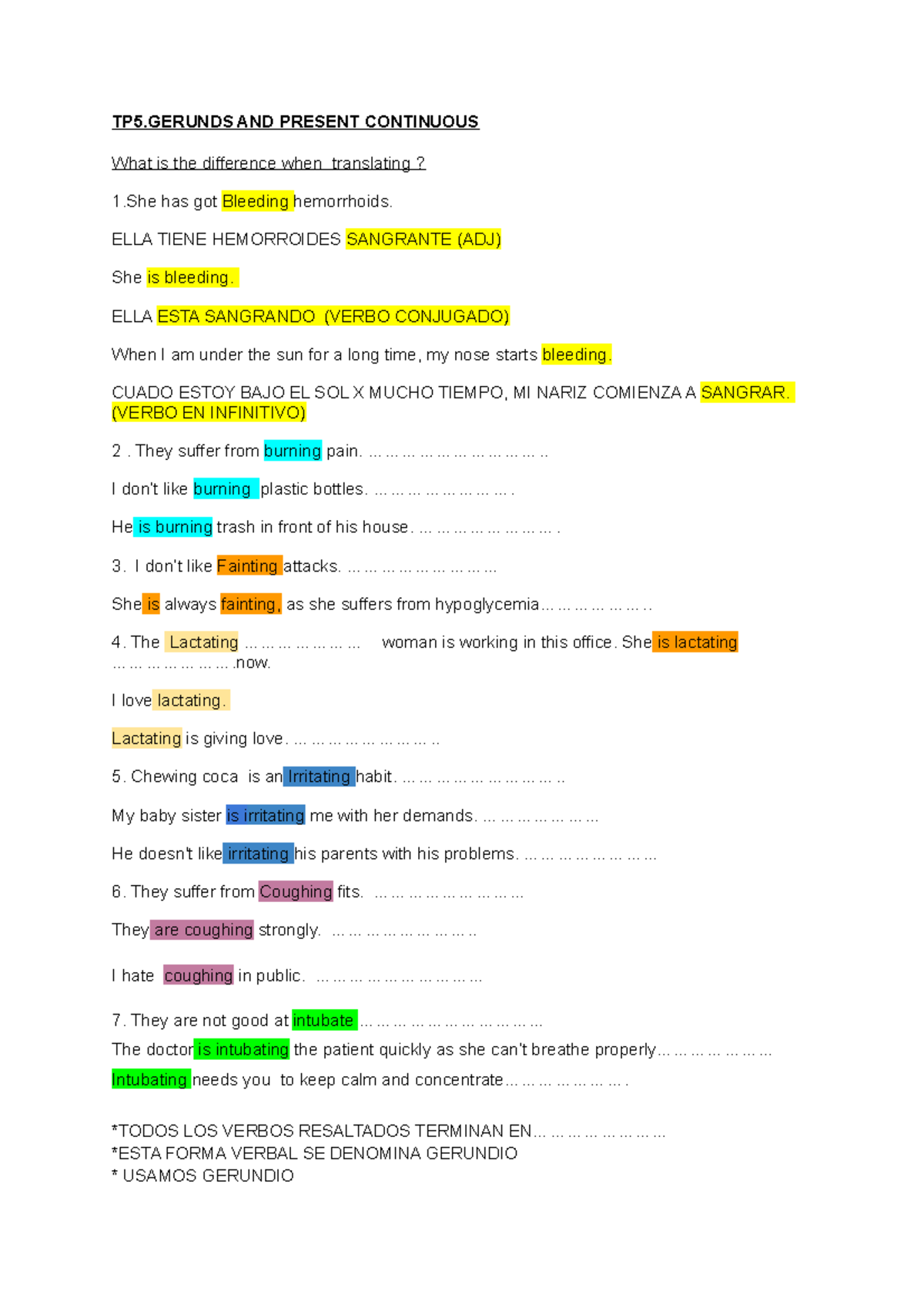 Gerunds AND Present Continuous - TP5 AND PRESENT CONTINUOUS What is the ...