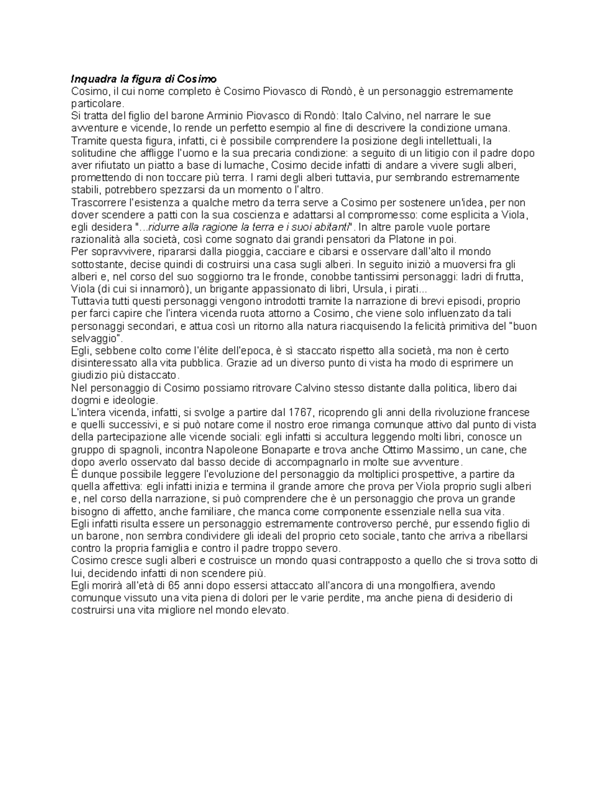 Cosimo barone rampante - Inquadra la figura di Cosimo Cosimo, il cui nome completo è Cosimo ...