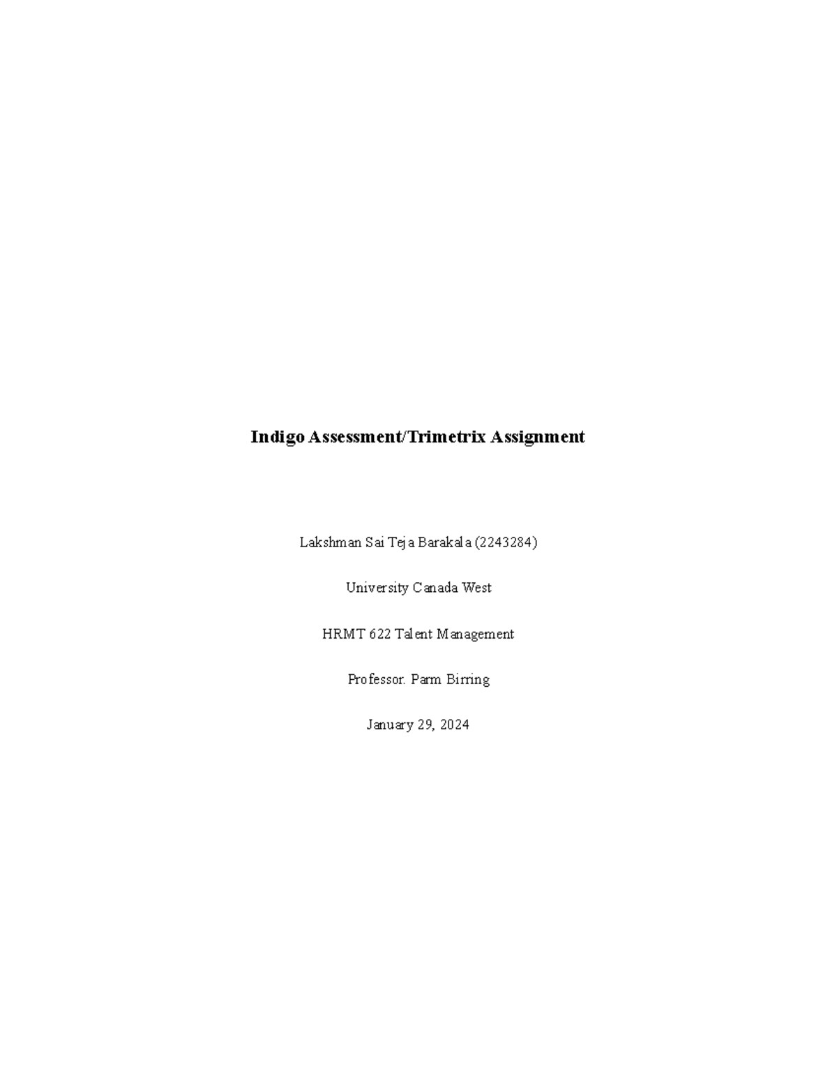 Lakshman Sai Teja barakala - Indigo Assessment - Indigo Assessment ...