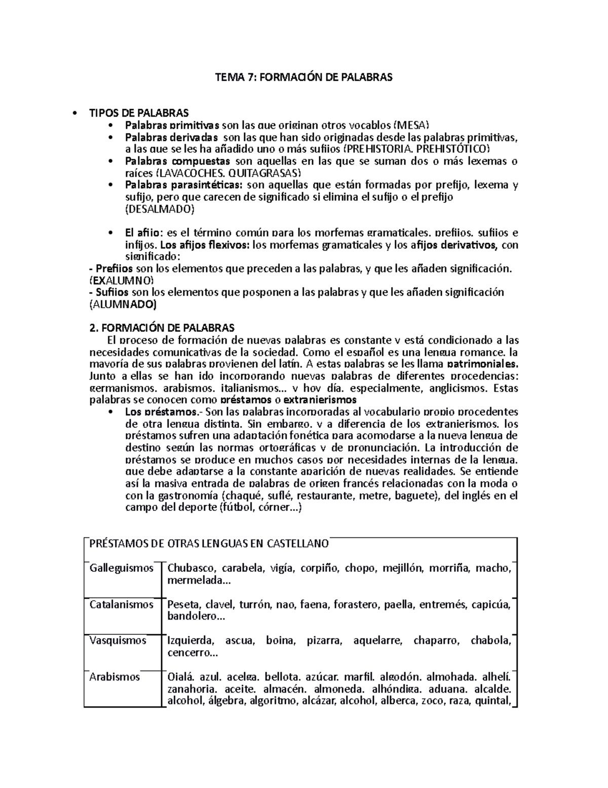 TEMA 7. Formación de palabras - TEMA 7: FORMACIÓN DE PALABRAS • TIPOS ...