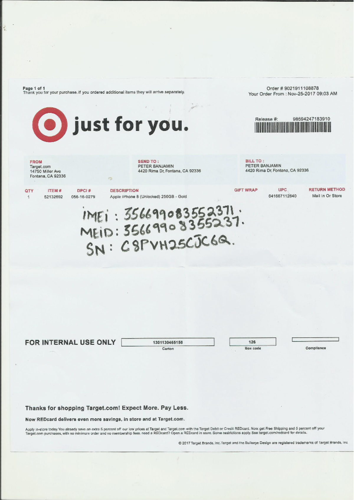 SCAN - Inv - Page 1 of 1 Order Thank you for your purchase. if you ...