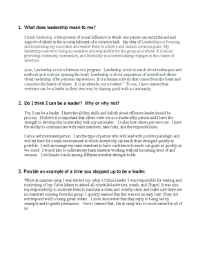 PE 548 Leader of choice paper - Leader of Choice Report The prospect ...