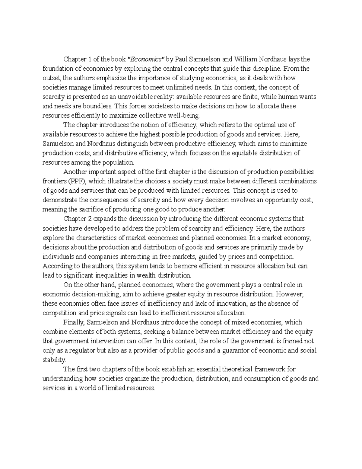 Essay Lucero - ASASAS - Chapter 1 of the book "Economics" by Paul ...