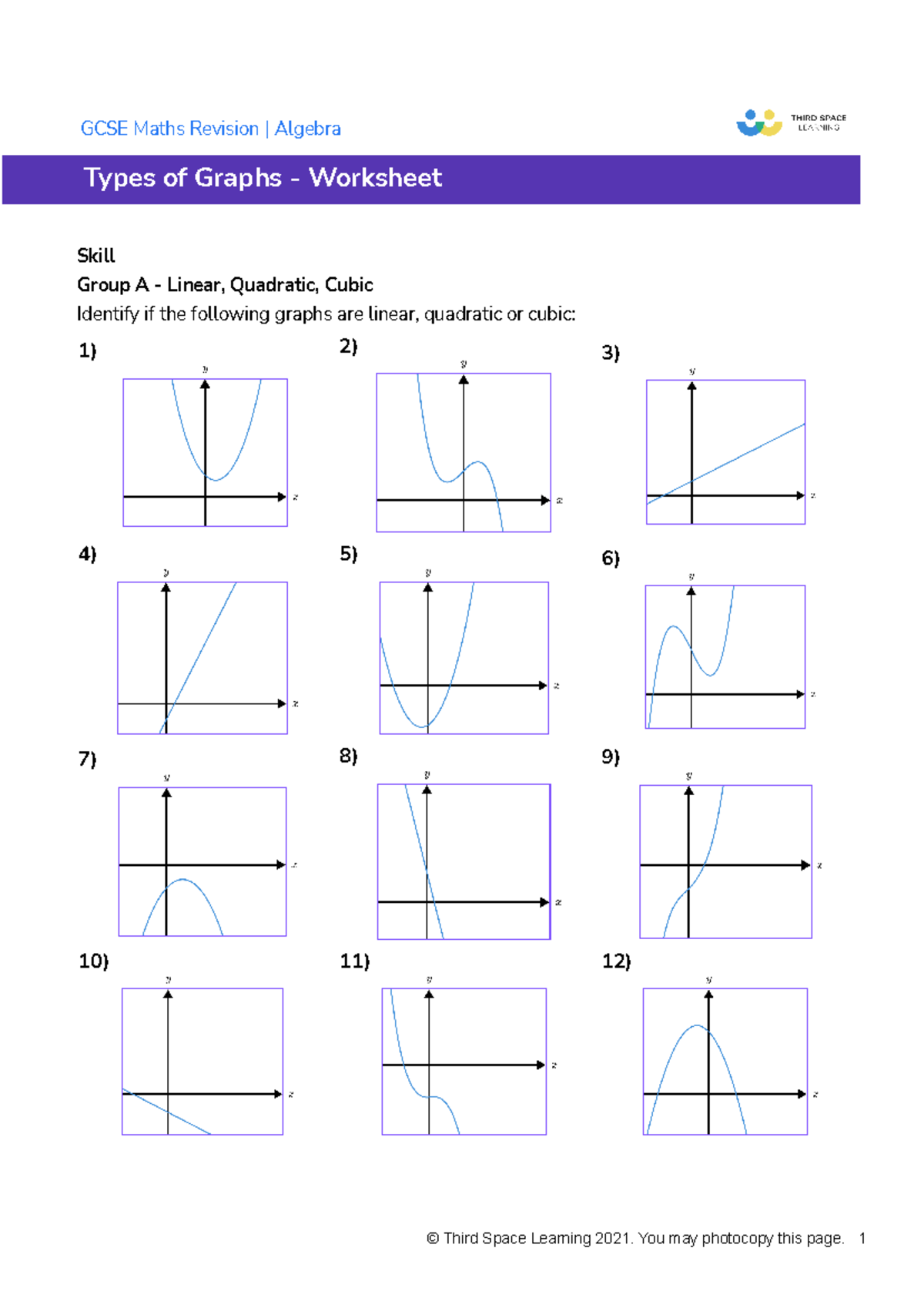 Third Space Learning Types of graphs GCSE Worksheet - GCSE Maths ...
