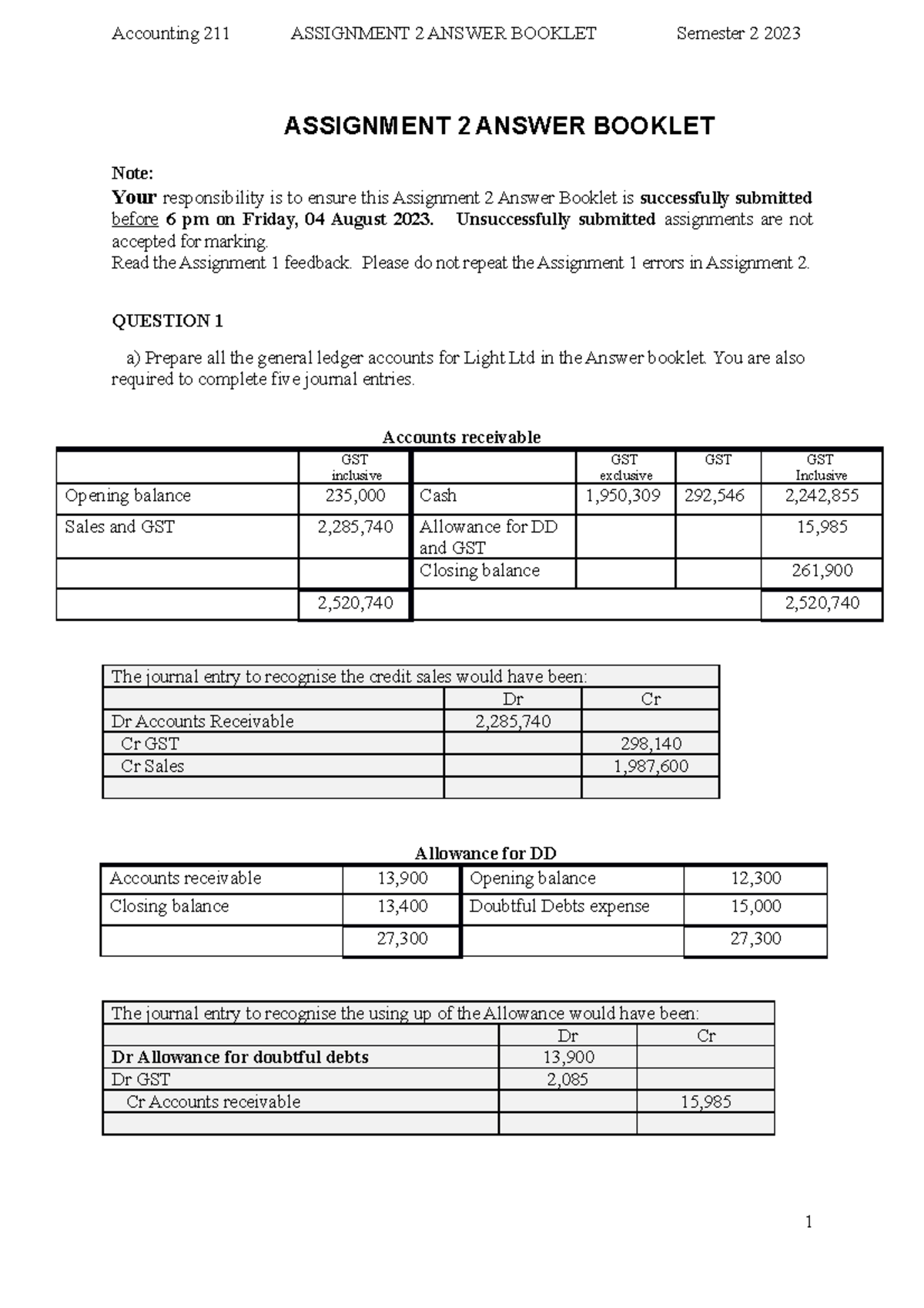 Assignment 2 Answer Booklet - ASSIGNMENT 2 ANSWER BOOKLET Note: Your responsibility is to ensure ...