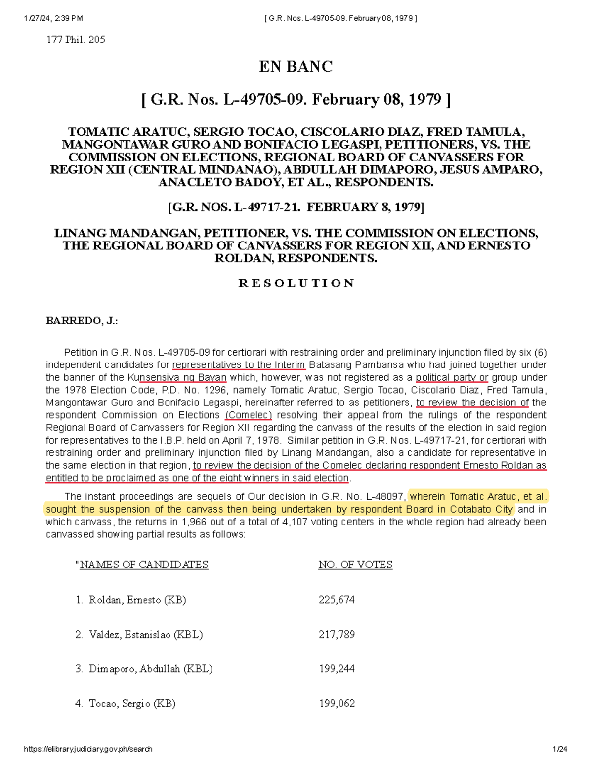 01. Aratuc vs. Comelec - Full Case - 177 Phil. 205 EN BANC [ G. Nos. L ...