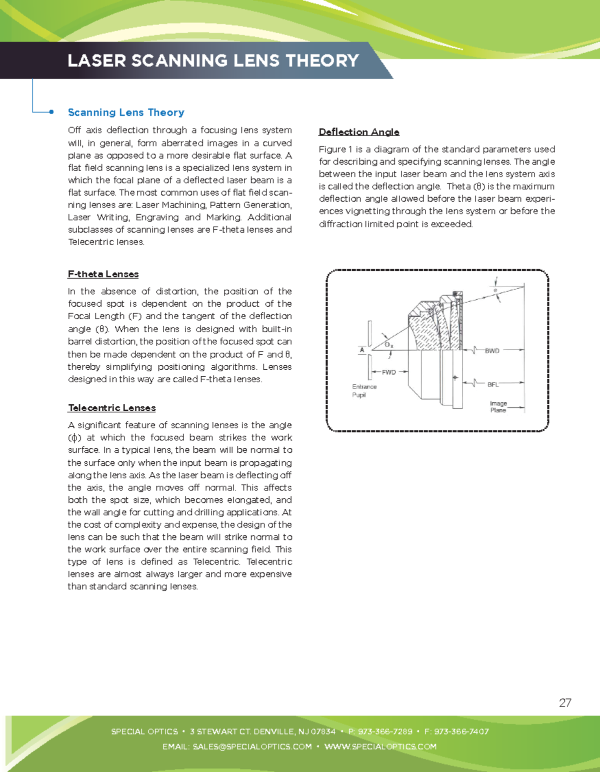 Laser scanning lens theory - Scanning Lens Theory Off axis deflection ...