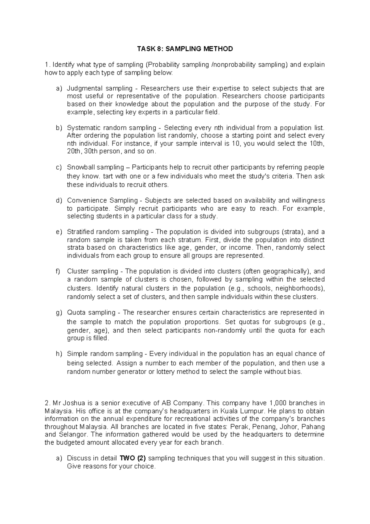 Task 5 m 11-09 - Tutorial on sampling methods - TASK 8: SAMPLING METHOD ...