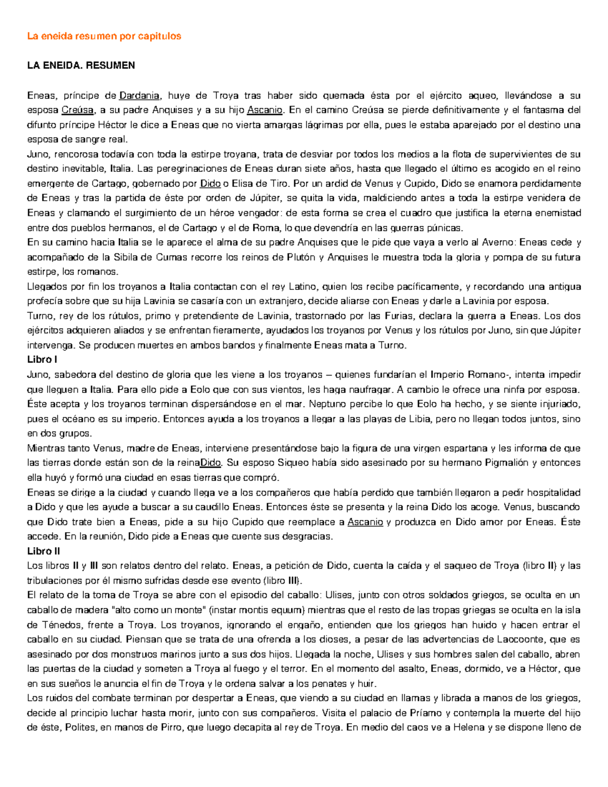 La Eneida de Virgilio - La eneida resumen por capitulos LA ENEIDA ...