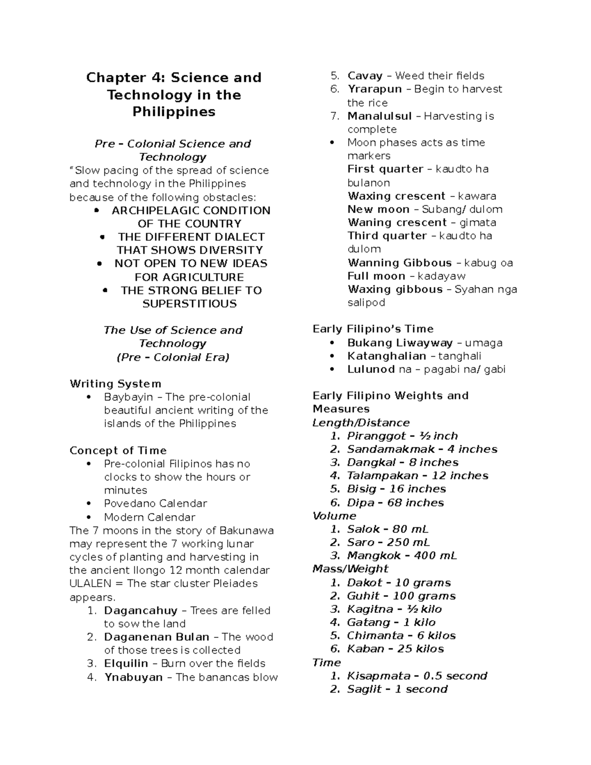 STS Reviewer ( Chapter 4-5) - Chapter 4: Science and Technology in the Philippines Pre ...