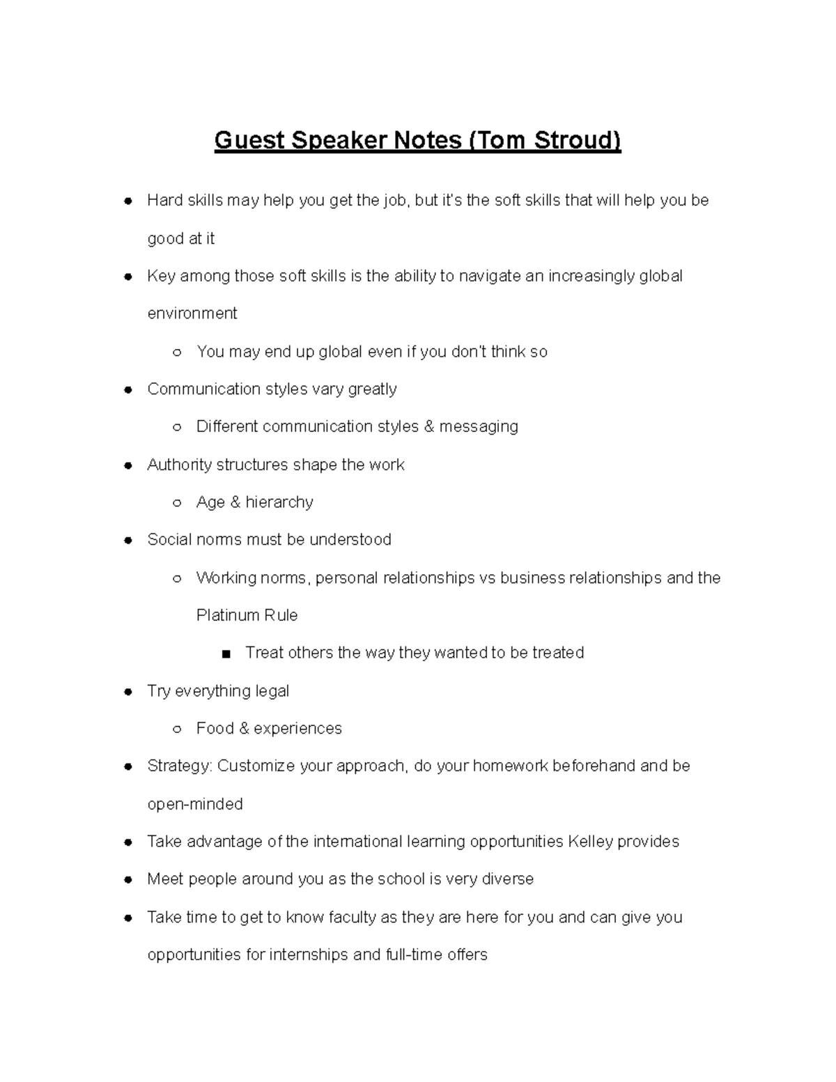 D270 Notes - Little difficult - Guest Speaker Notes (Tom Stroud) Hard ...