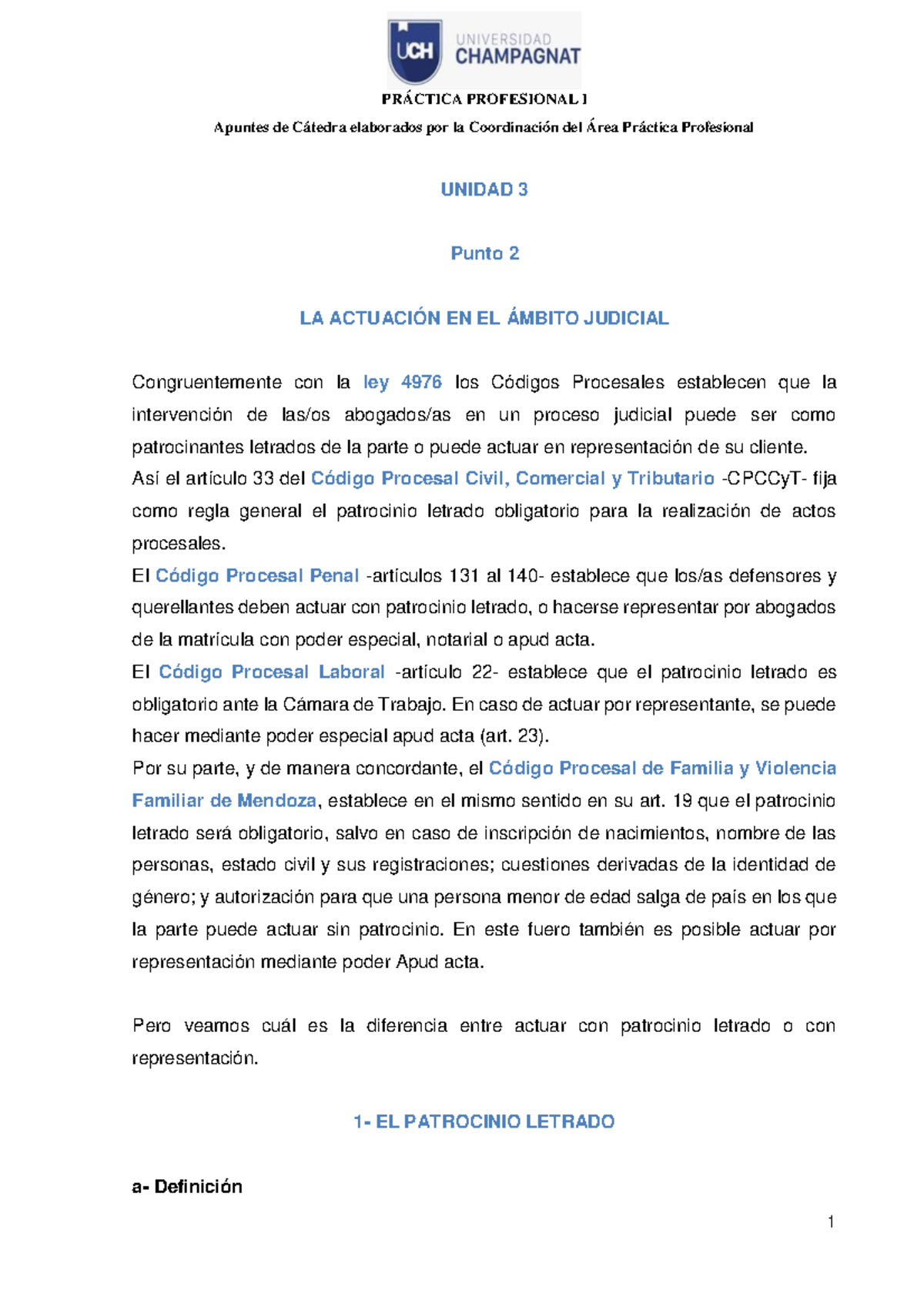 Apunte 12. Unidad 3 Patrocinio Letrado 2a55b37b97764 ...
