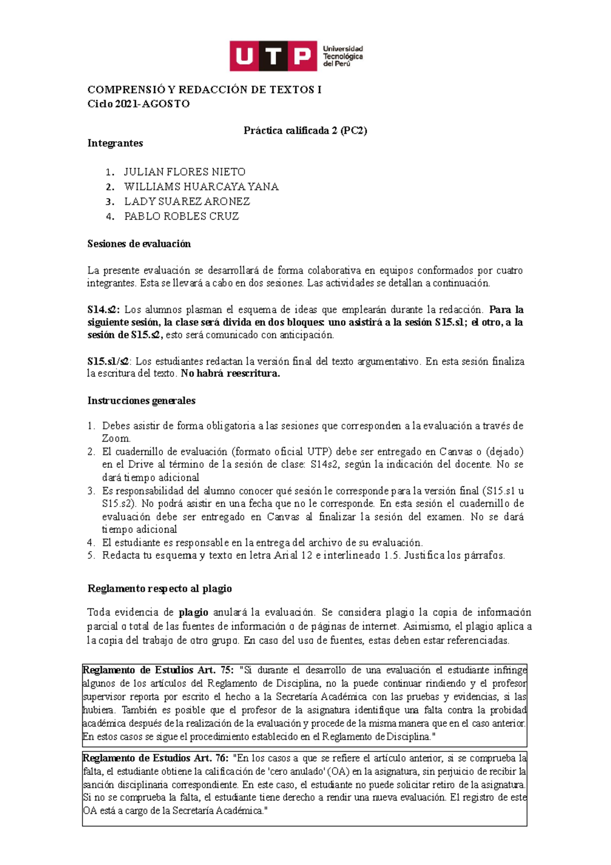 S14.s2 y S15 Práctica Calificada 2 (Formato oficial UTP) 2021-agosto - Comprensión y redacción ...