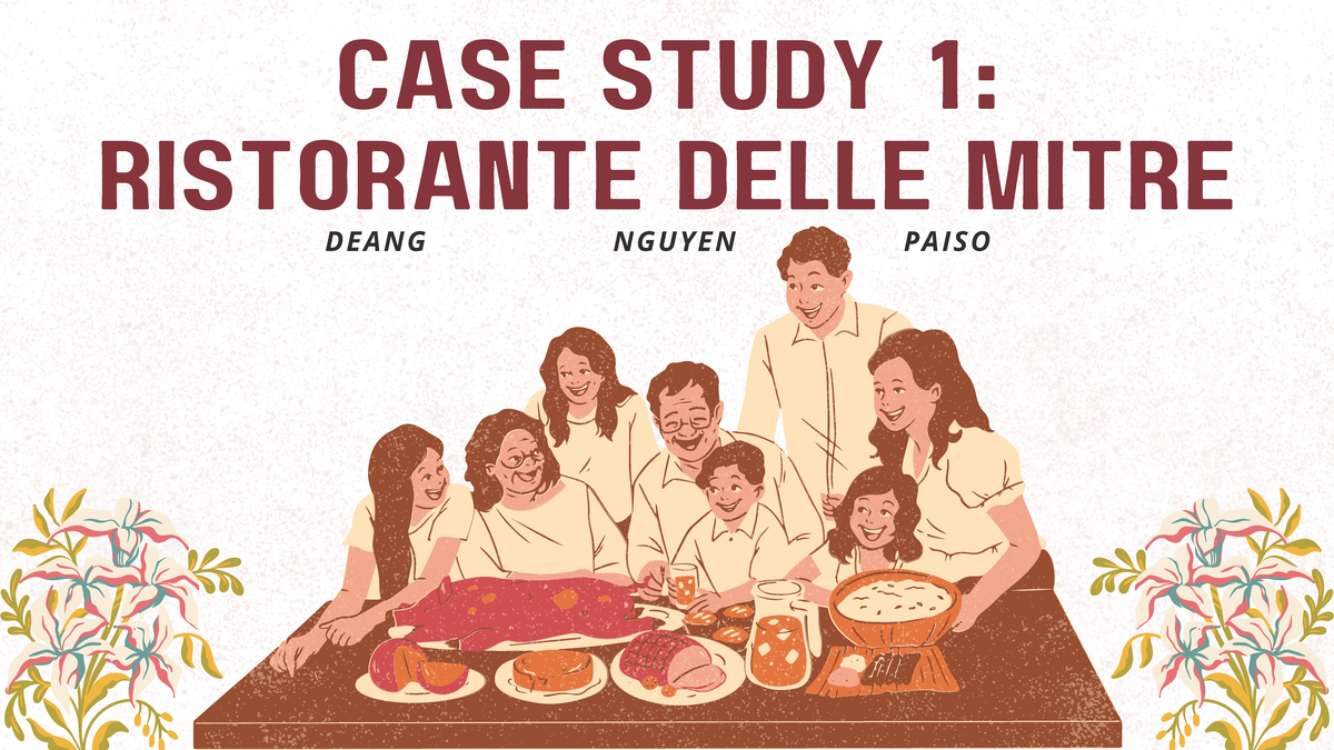 CASE Study 1 Ristorante delle Mitre - CASE STUDY 1: Ristorante delle ...