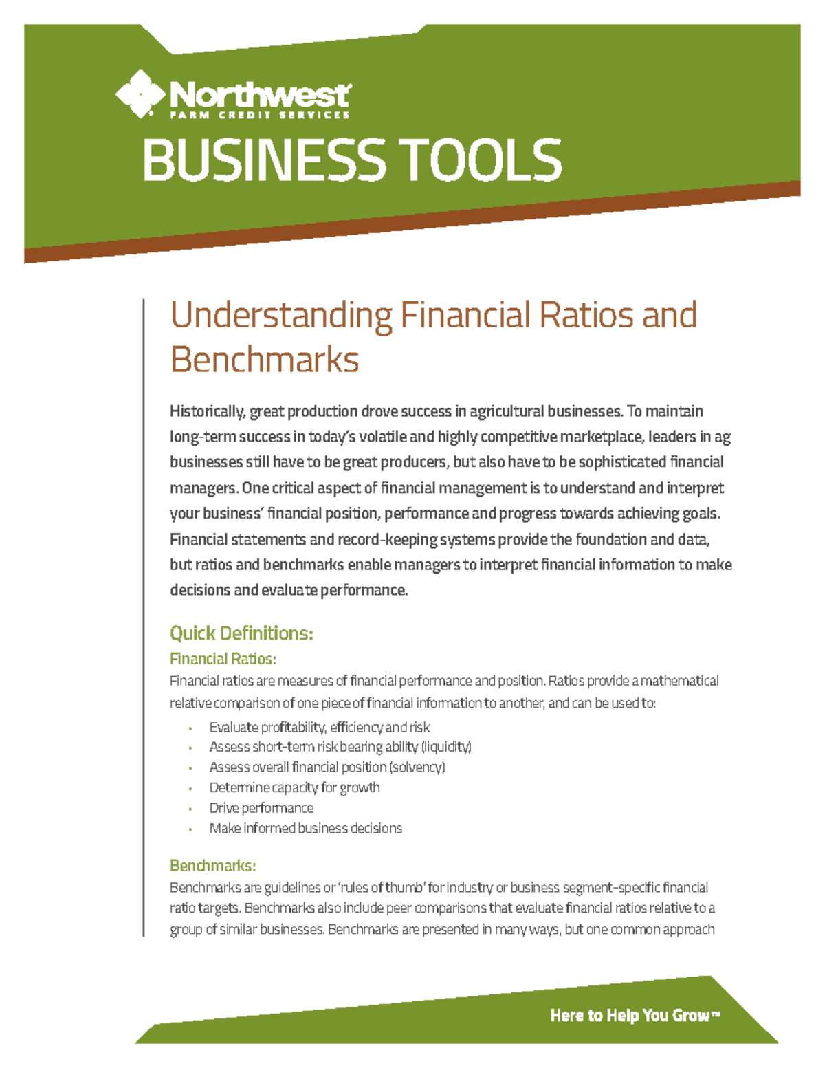 BT Understanding Key Ratios - Understanding Financial Ratios and Benchmarks Historically, great ...