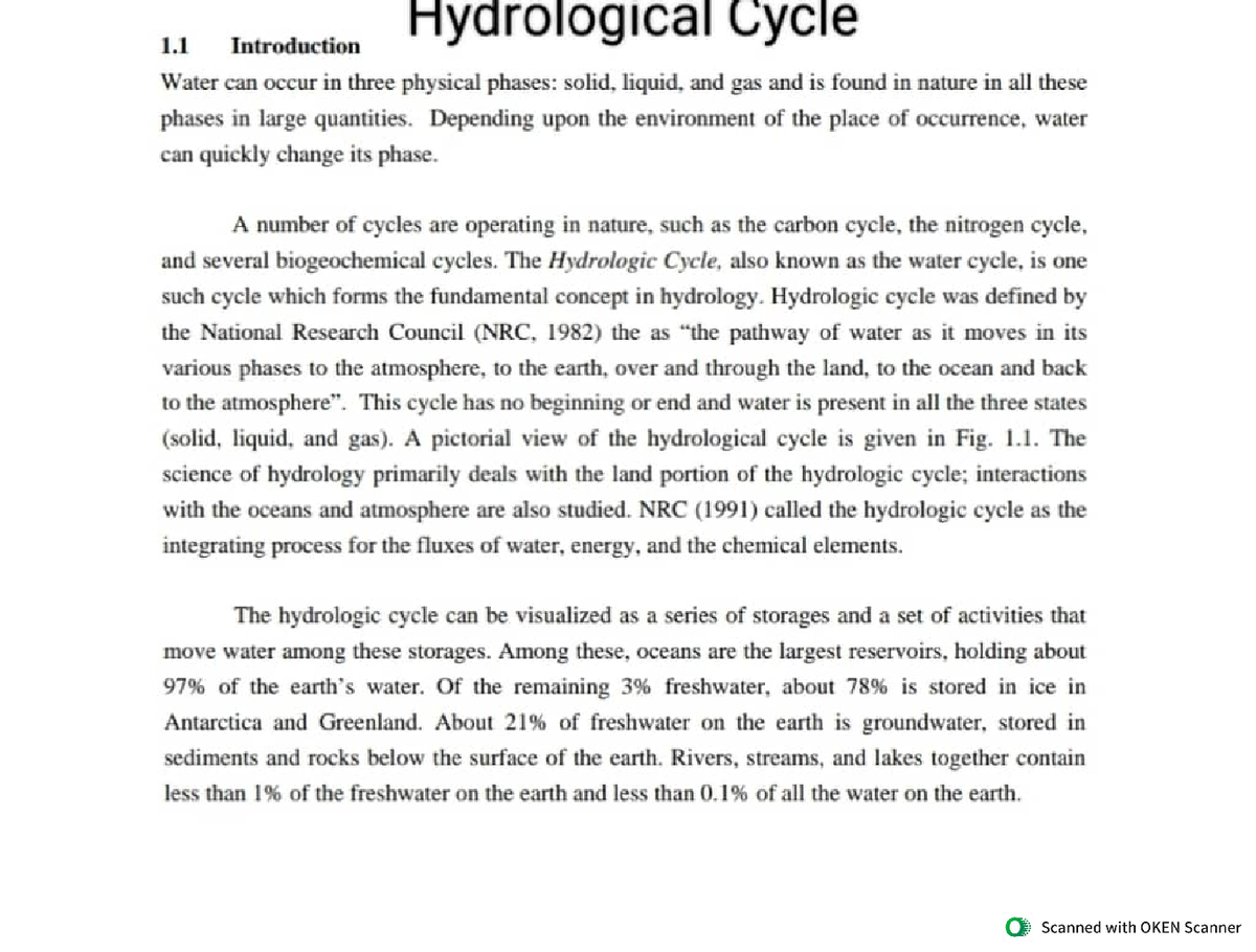 Hydrological Cycle - Water Resources Management - Studocu