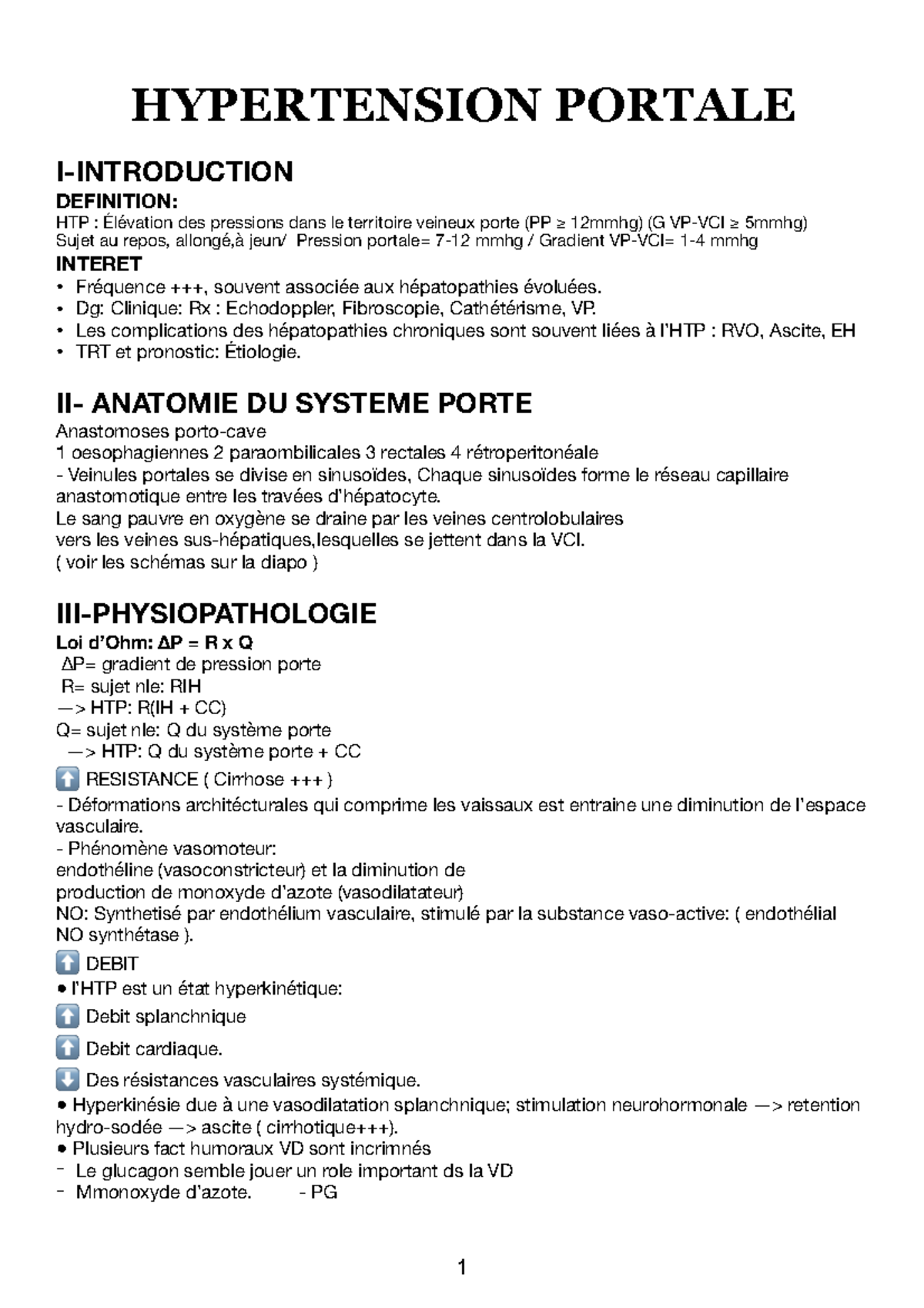 Gastrologie hypertension portale - HYPERTENSION PORTALE I-INTRODUCTION ...