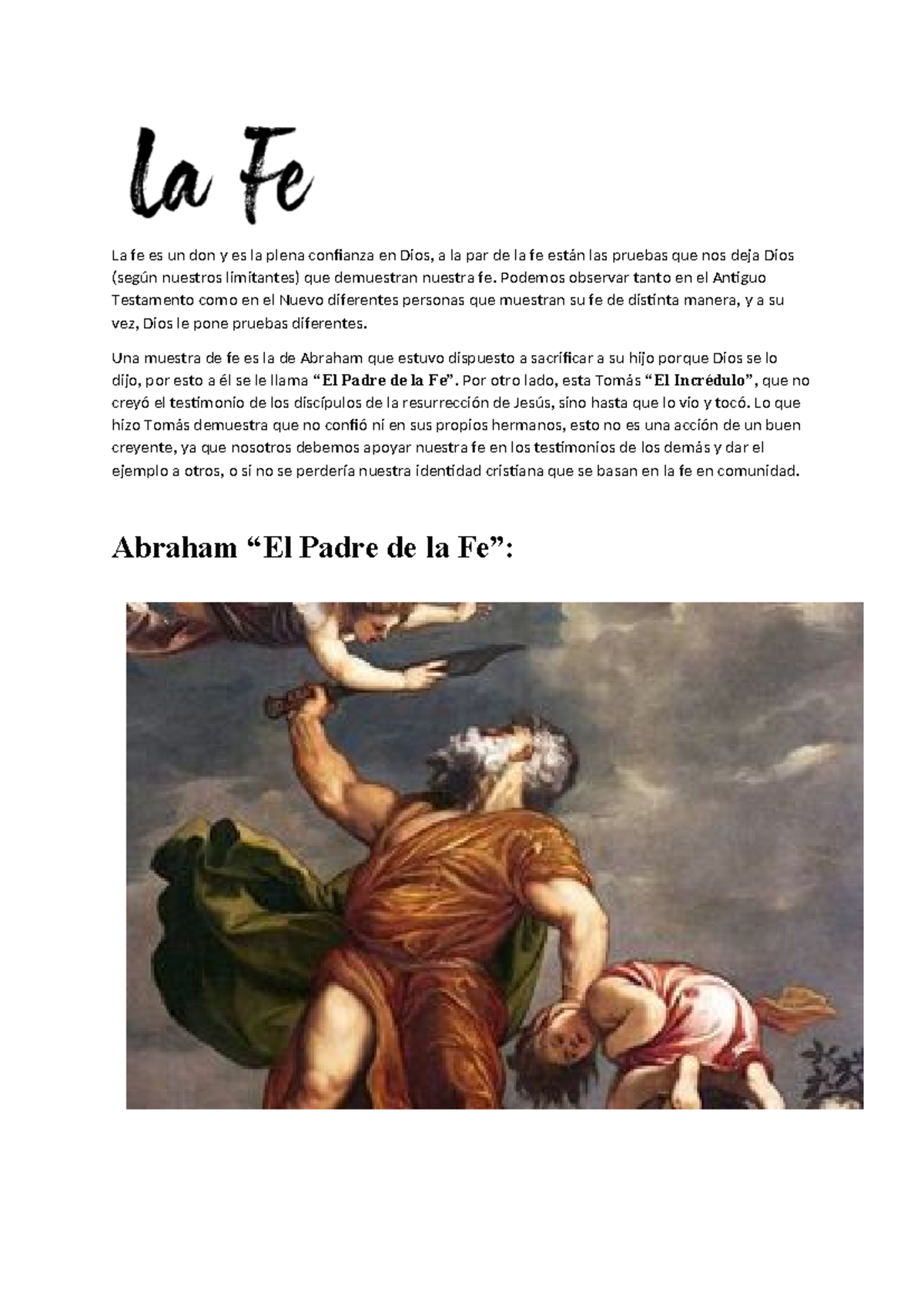 La Fe - sobre el tema de la fe - La fe es un don y es la plena ...