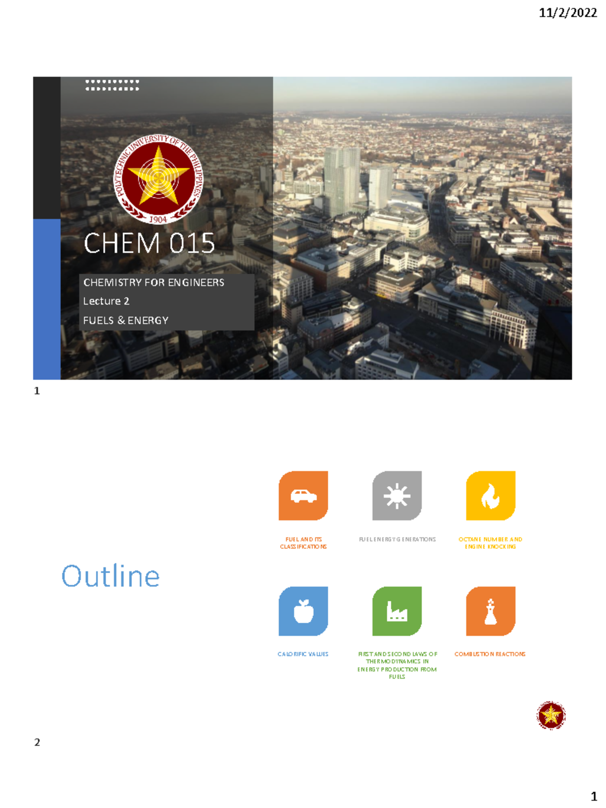 CHEM015 Lecture 2 HO - Fuels and Energy - CHEM 015 CHEMISTRY FOR ...