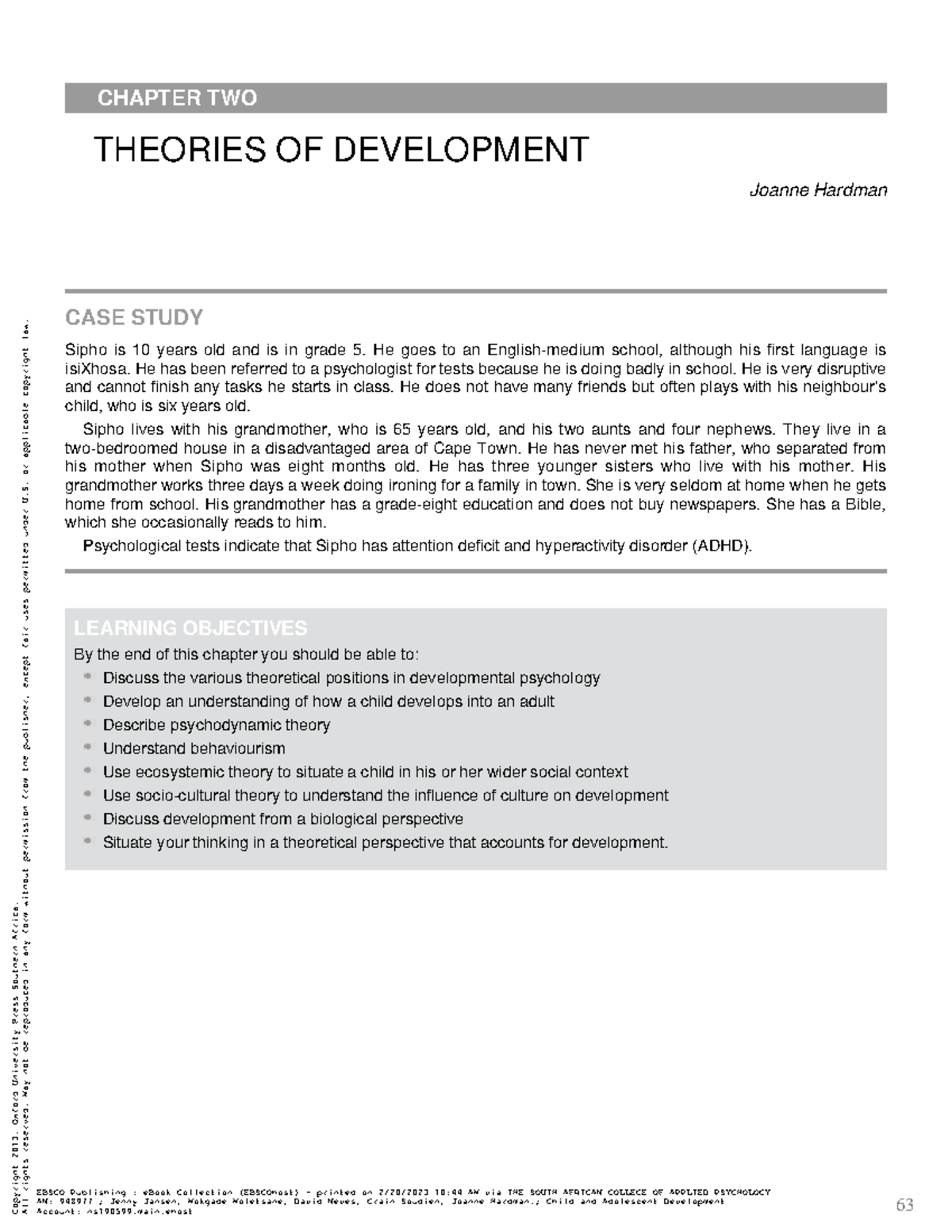 Child and Adolescent Development Ch2 - 63 CHAPTER TWO THEORIES OF ...