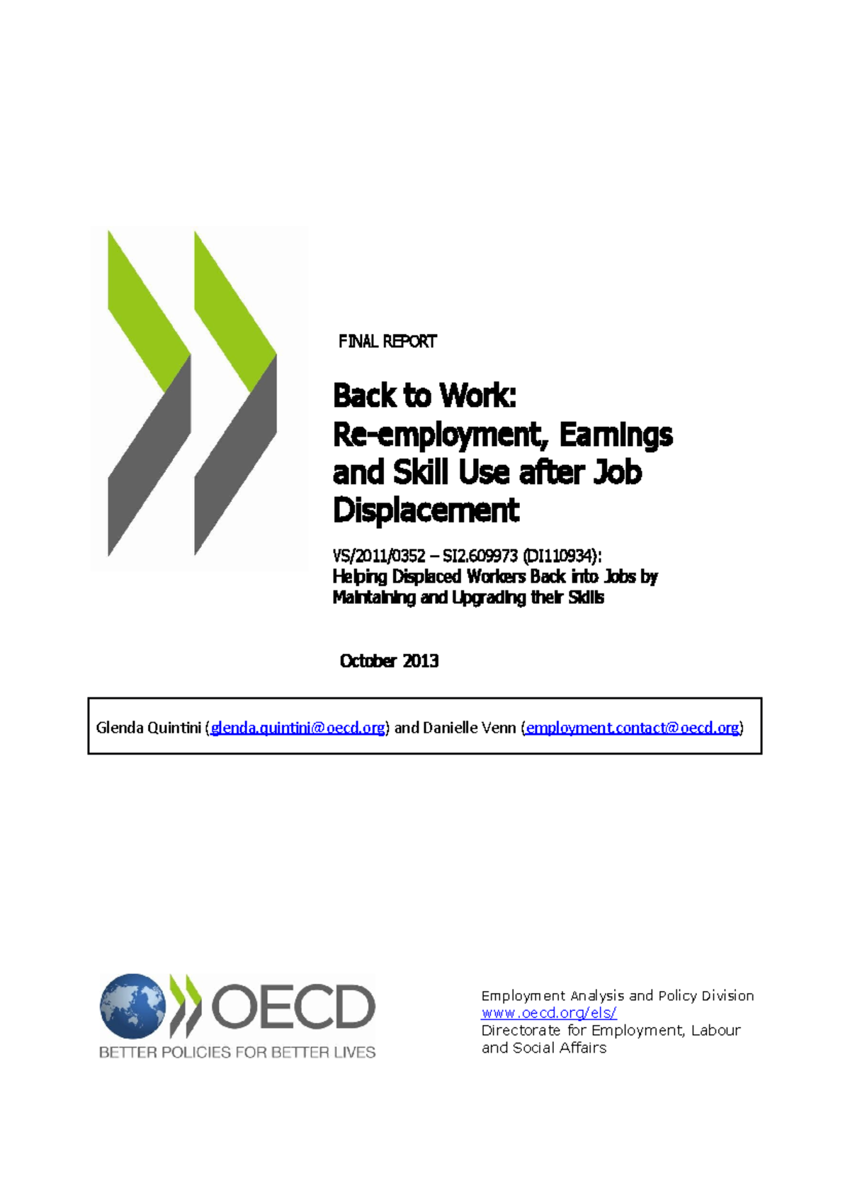 Backtowork-report - Example of report - FINAL REPORT Back to Work: Re ...